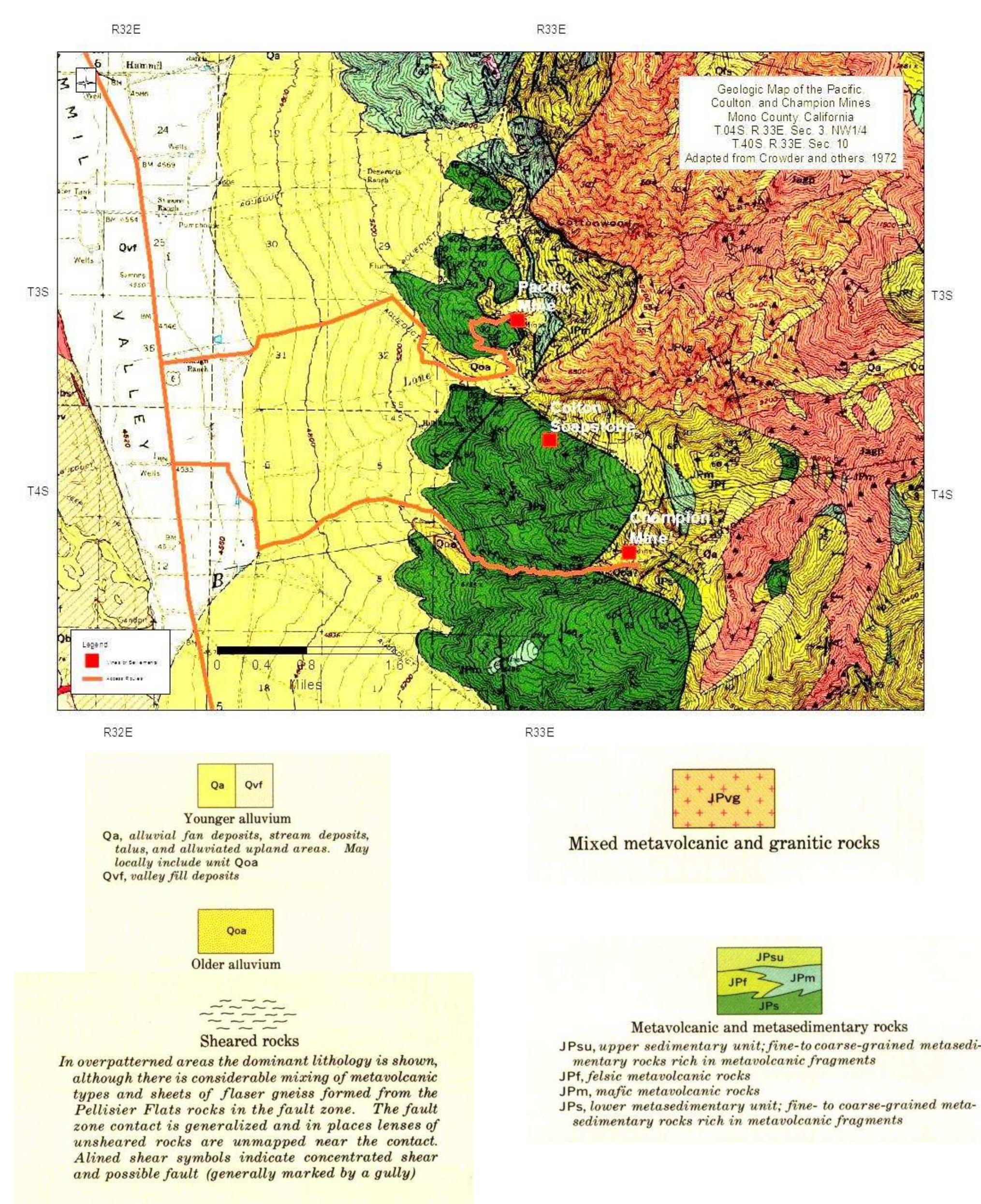 Geologic map of the area near the pacific, colton, and