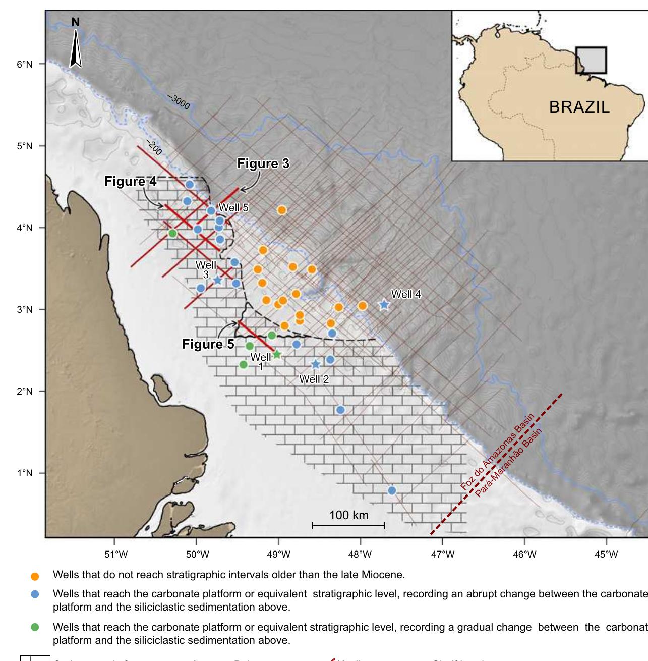 Map showing the location of the amazon shelf, slope and fan