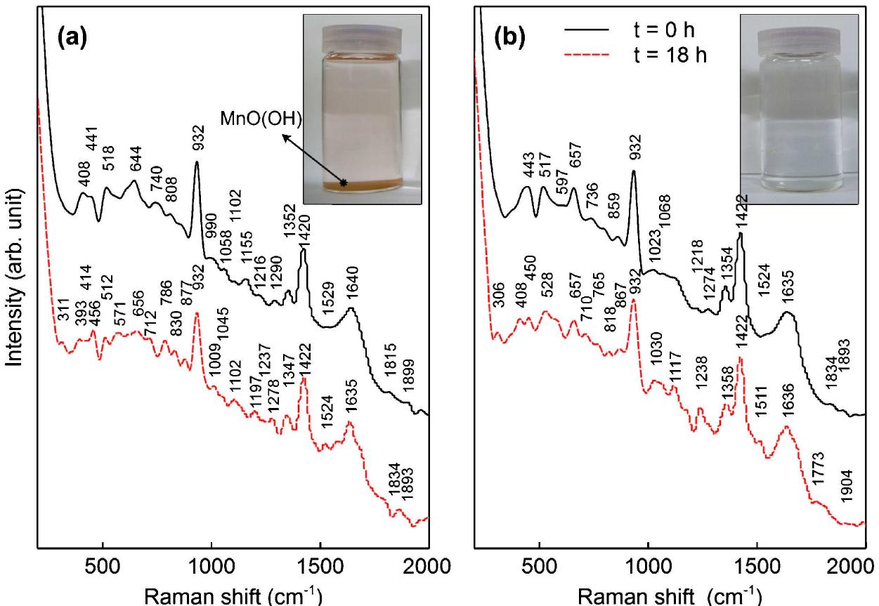 Raman spectra of precursor solutions (a) without glucose (b)