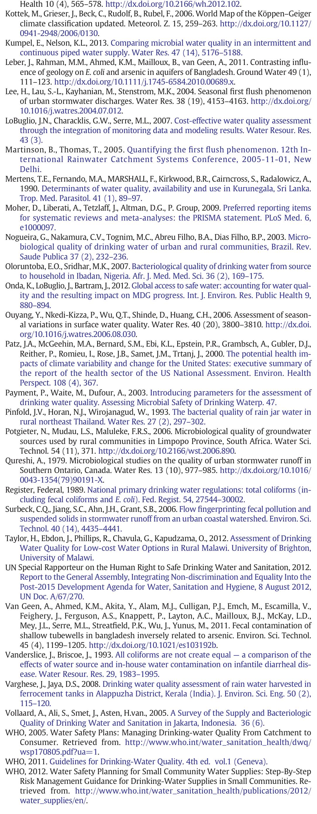 Table 4 - from Seasonal variation of fecal contamination in