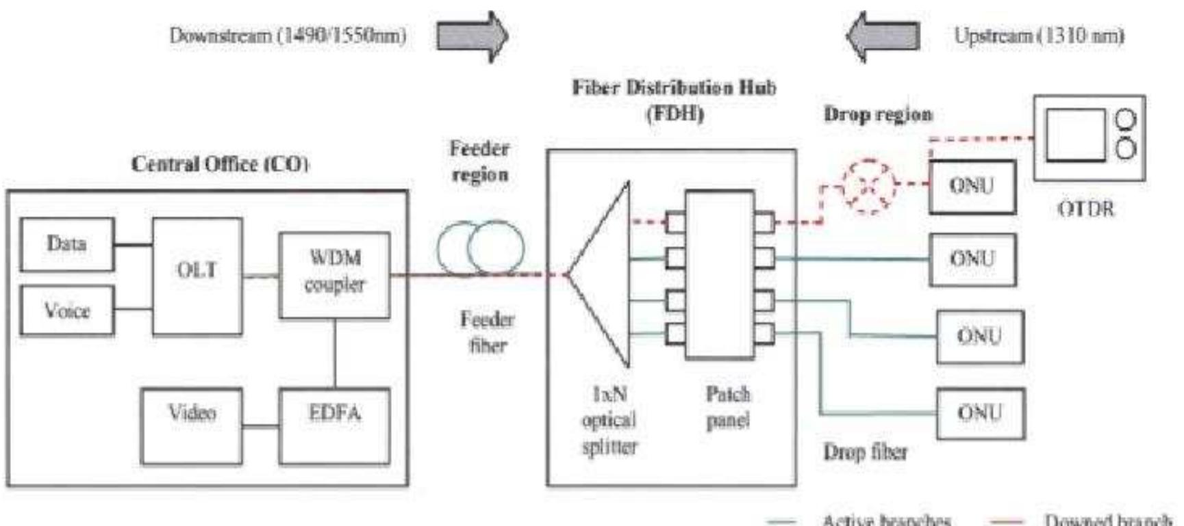A fiber fault in tree-structured ftth access network is