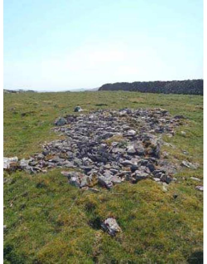 Dudderhouse hill long cairn on its raised limestone plateau