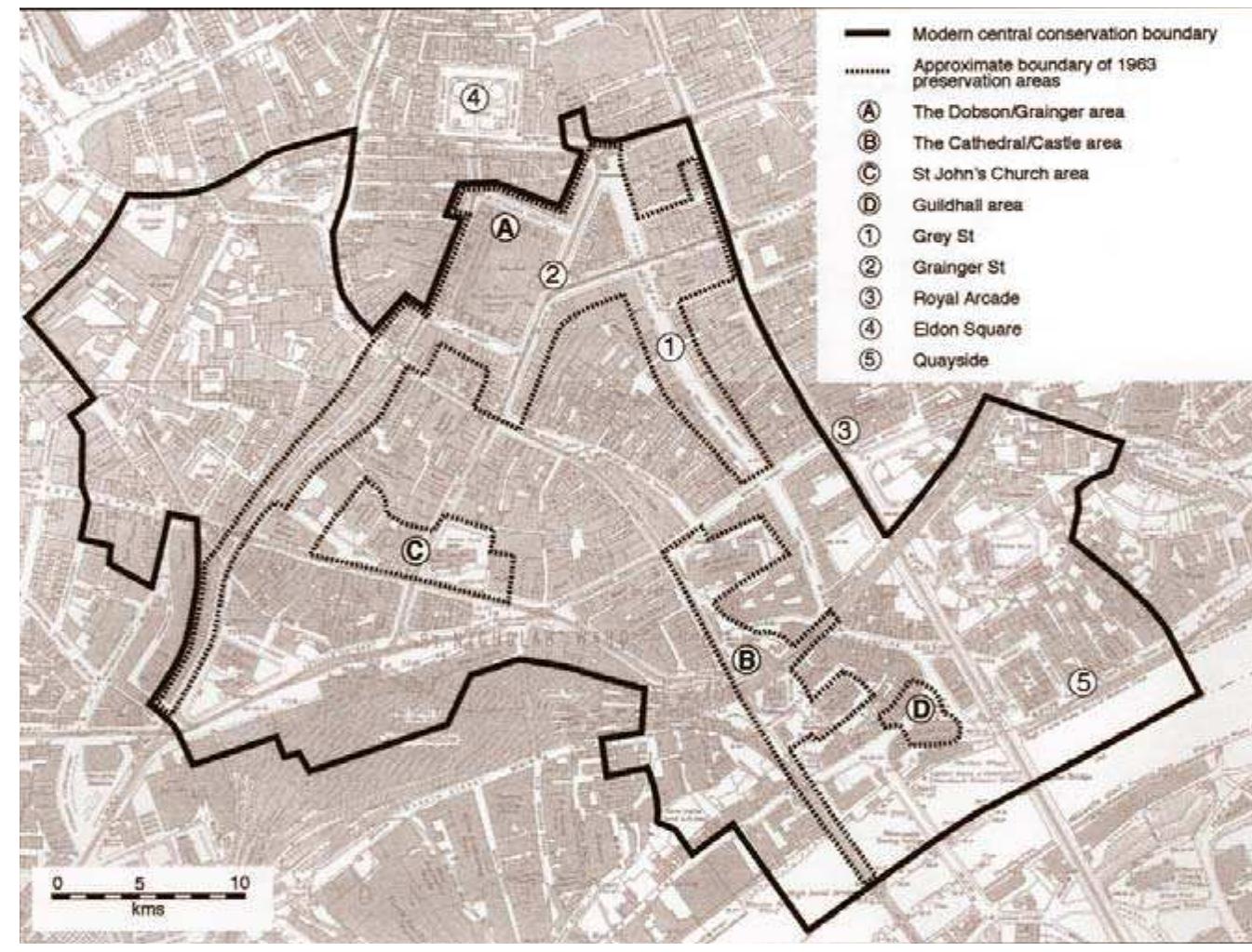 Map of conservation areas in the centre of newcastle. such
