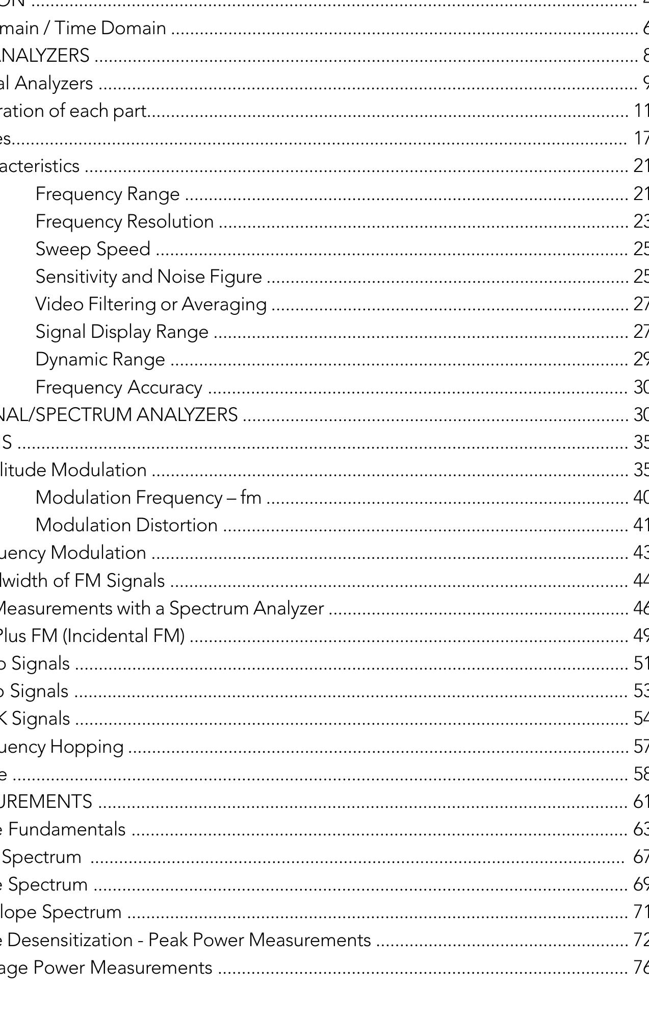 Table 1 - Anritsu. Understanding spectrum signal analysis