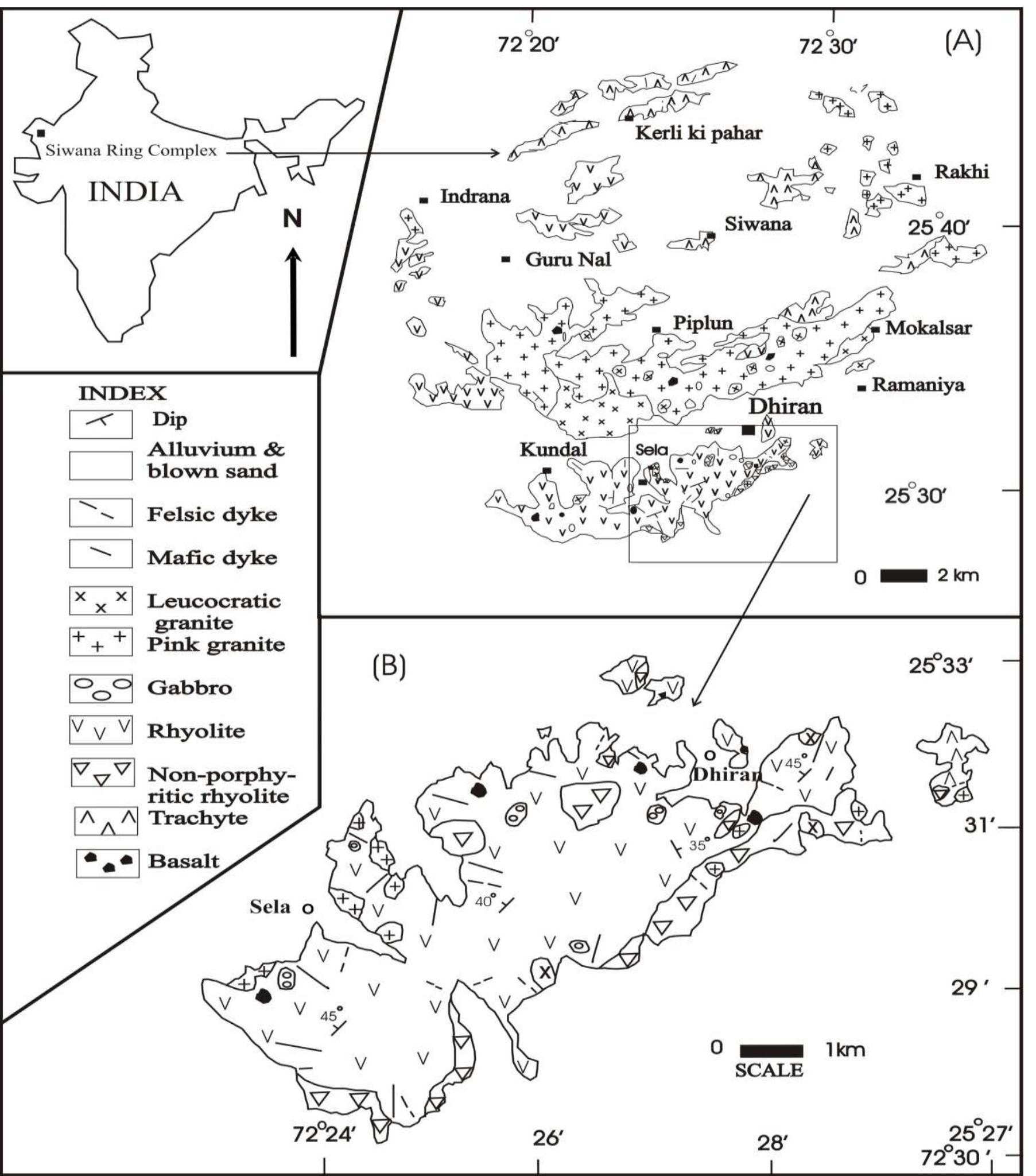 A. geological map of siwana rng complex, malani igneous