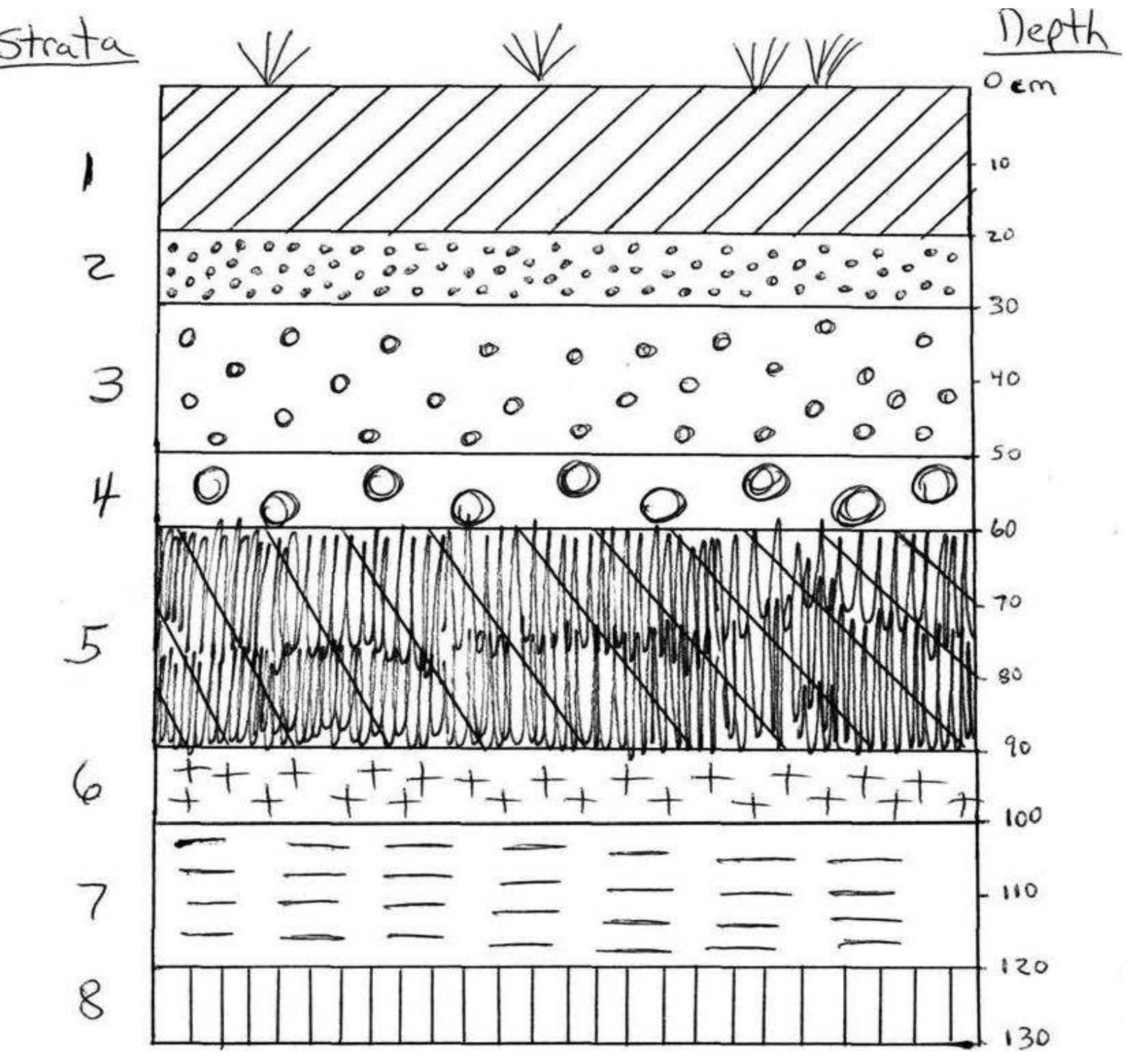 Example of stratigraphic field notes from 1984 excavation.