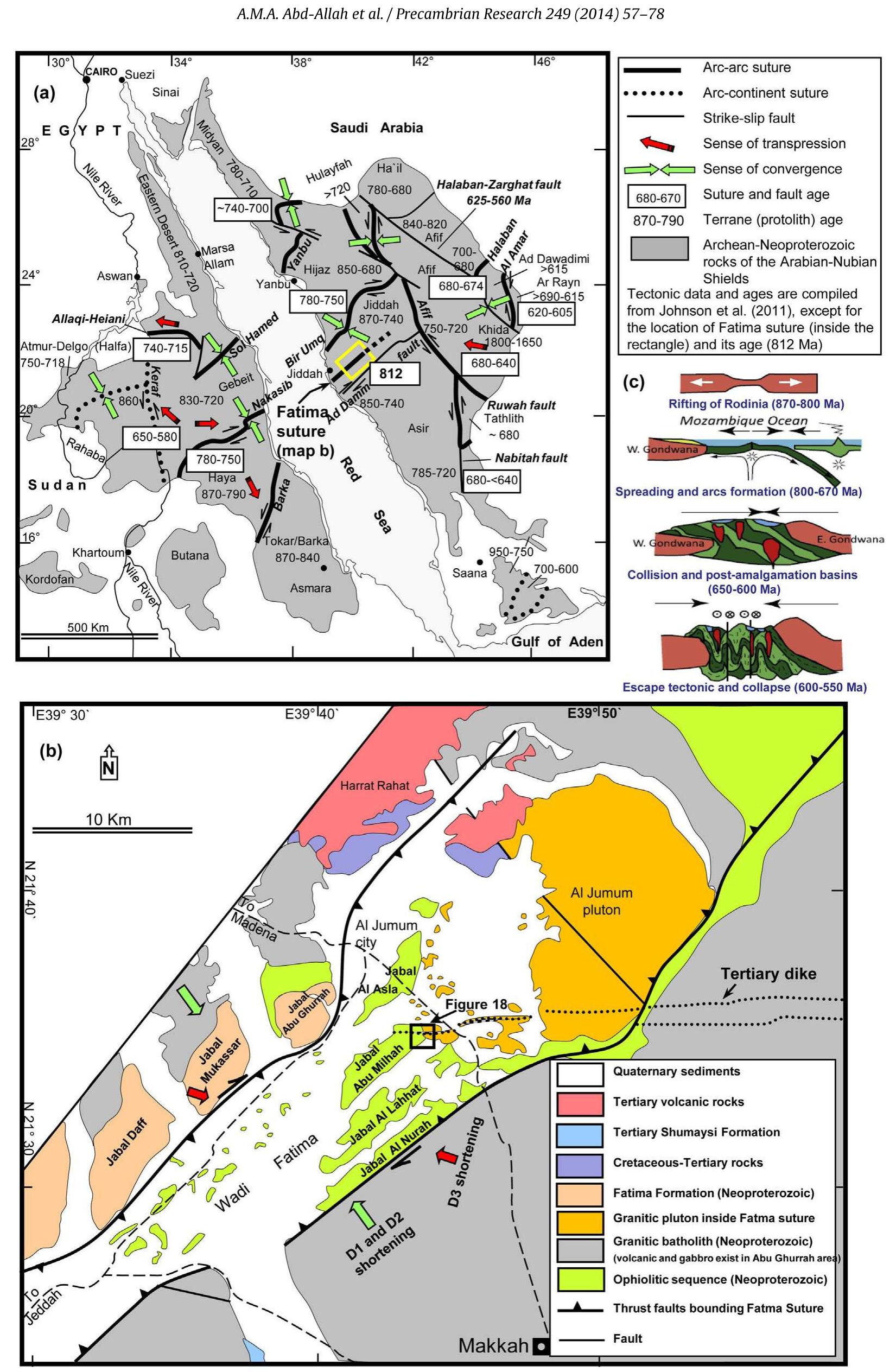 (a) tectonic setting map of the arabian-nubian shields