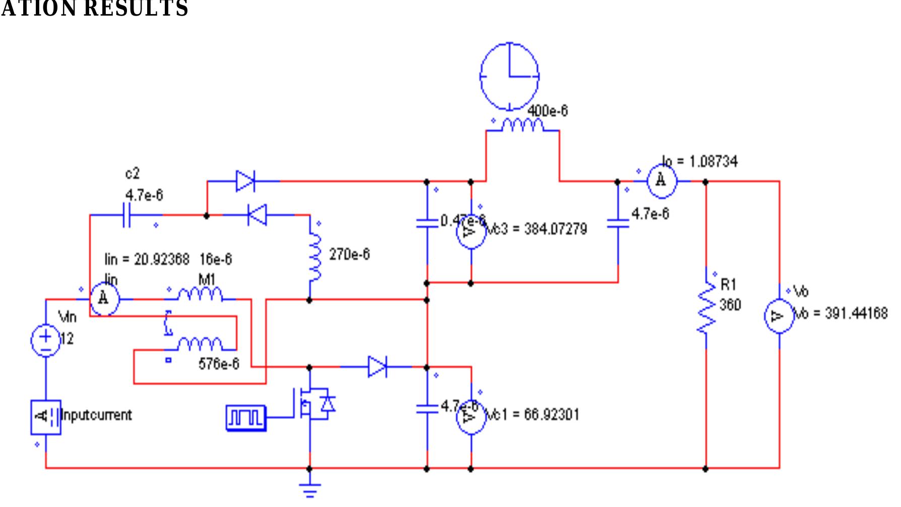 Simulation diagram of circuit (open loop)