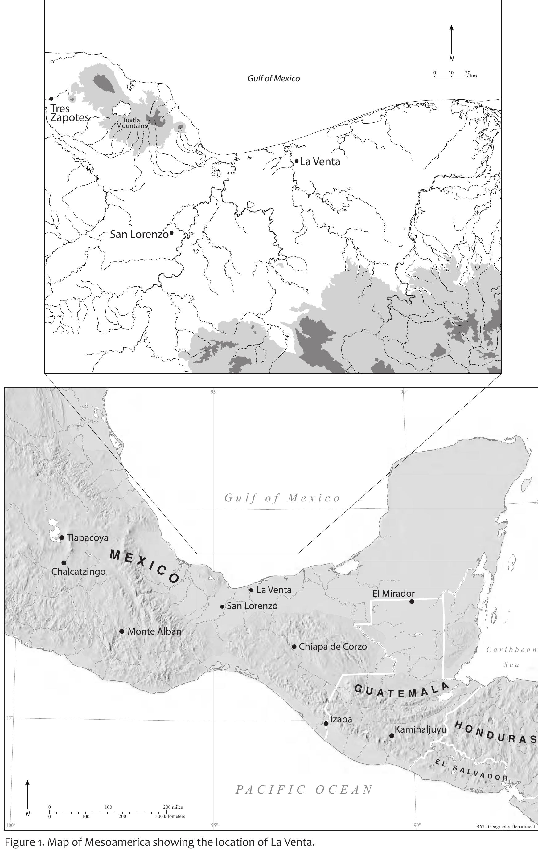 Map of mesoamerica showing the location of la venta