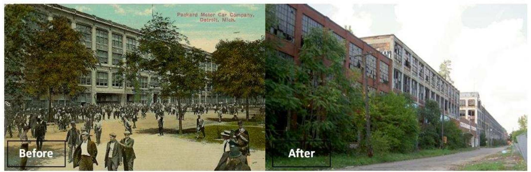 1: the packard complex before and after abandonment. source: