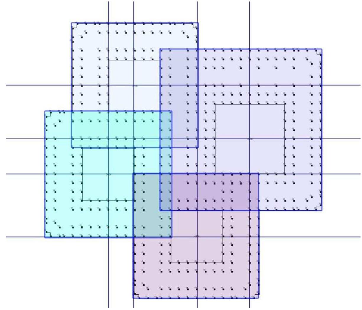 15: basic layout of the building exhibiting the four main