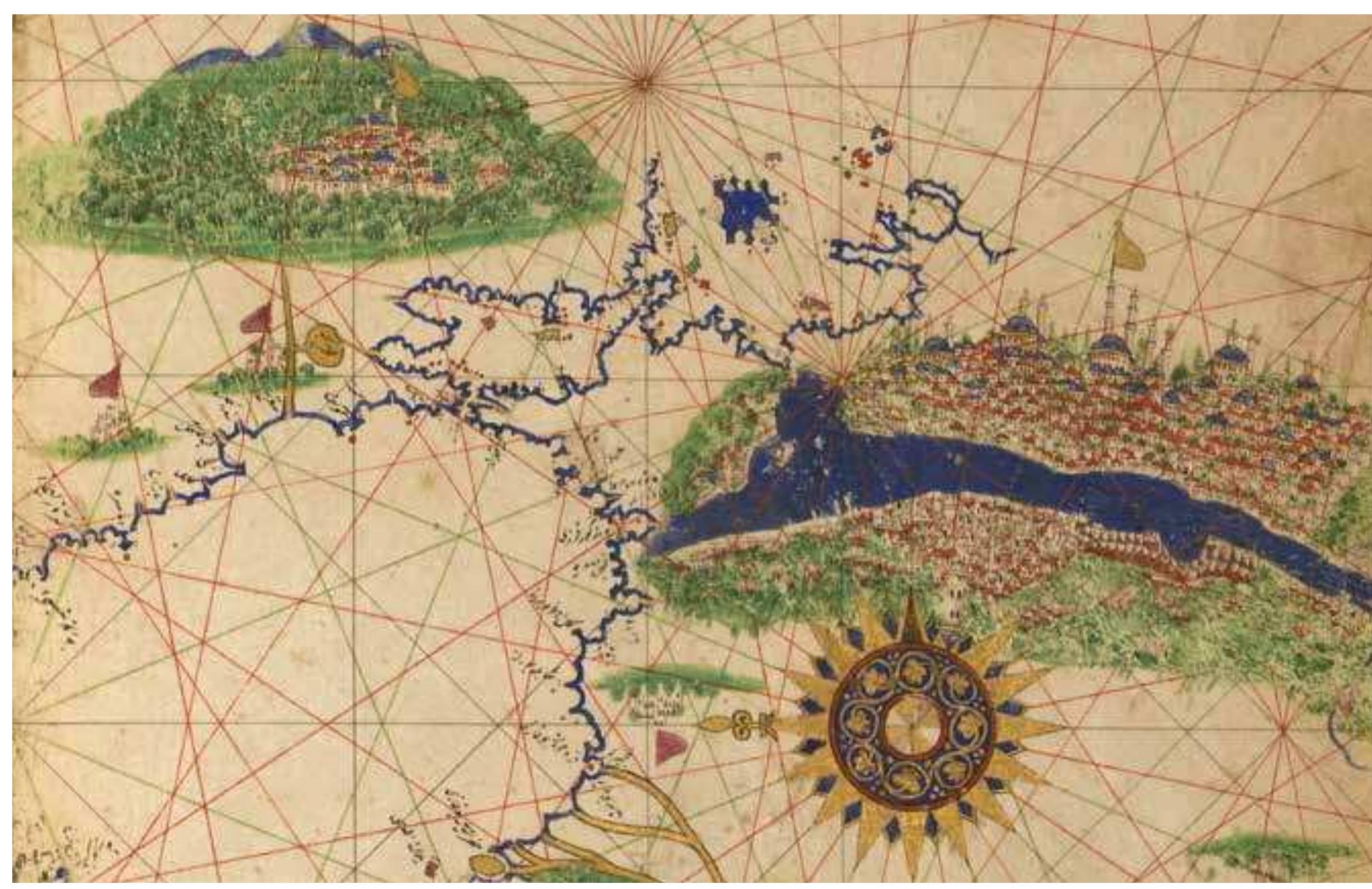 8 atlas, map of the black sea, detail: istanbul and bursa.