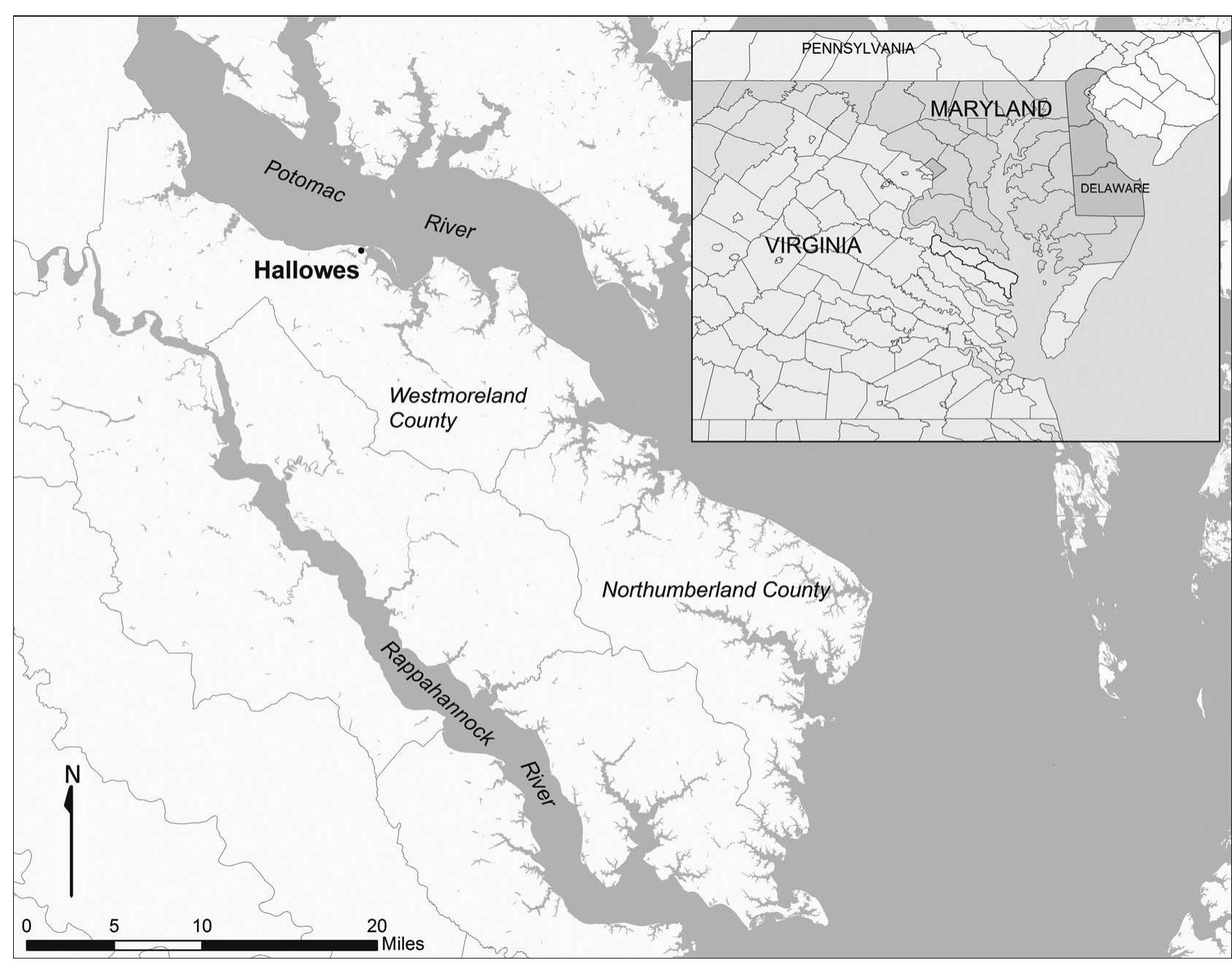 Map of the northern neck showing the location of the