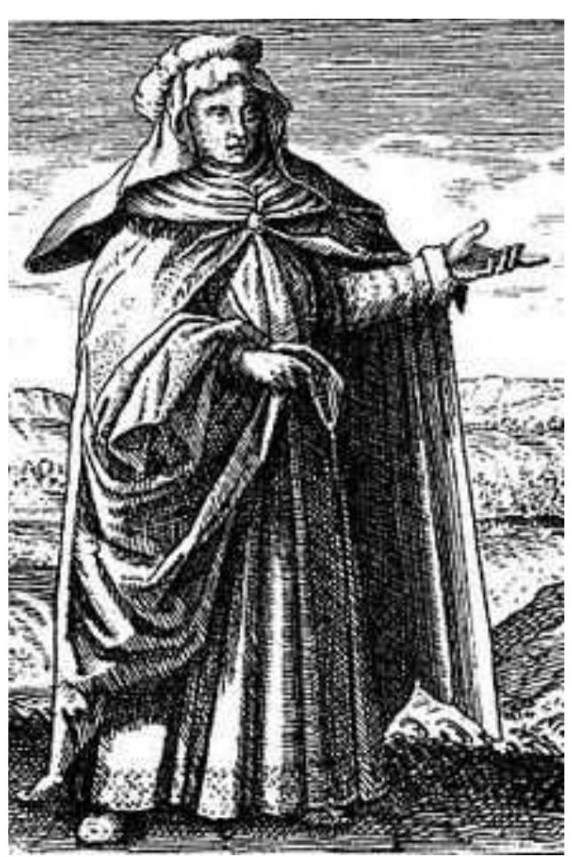 Engraving depicting maria prophetissima from michael maier's
