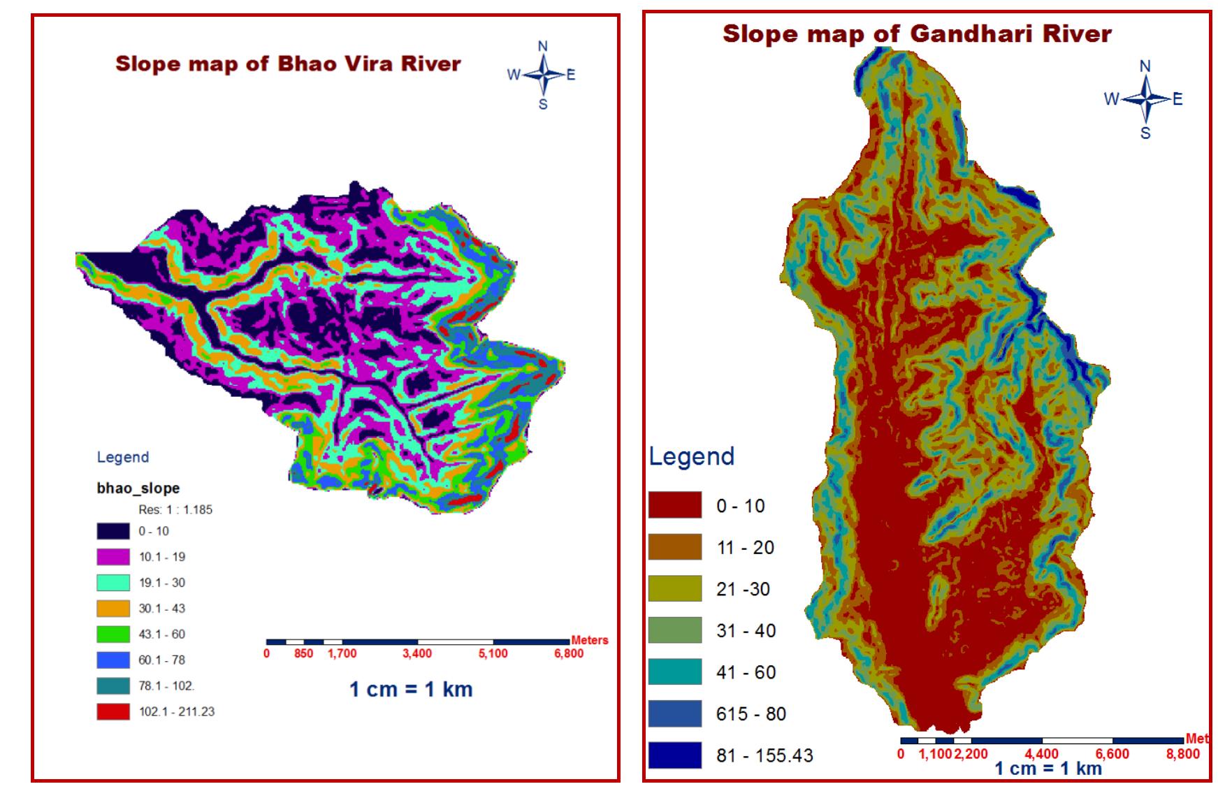 (b): slope map of savitri river figure 10(a): slope map of