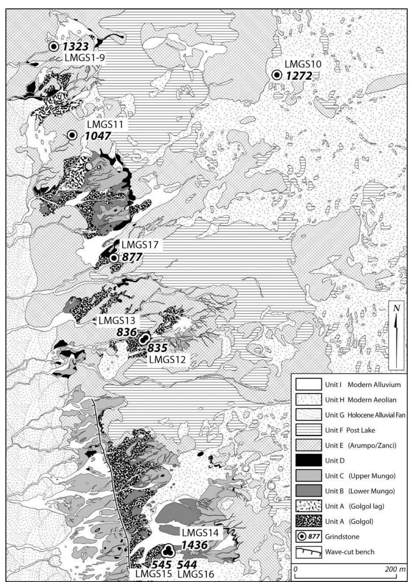 A geological map showing the location of the sandstone