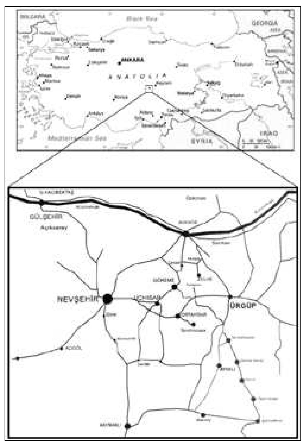 Location map of cappadocia (a. yamac). fig.1: localizzazione