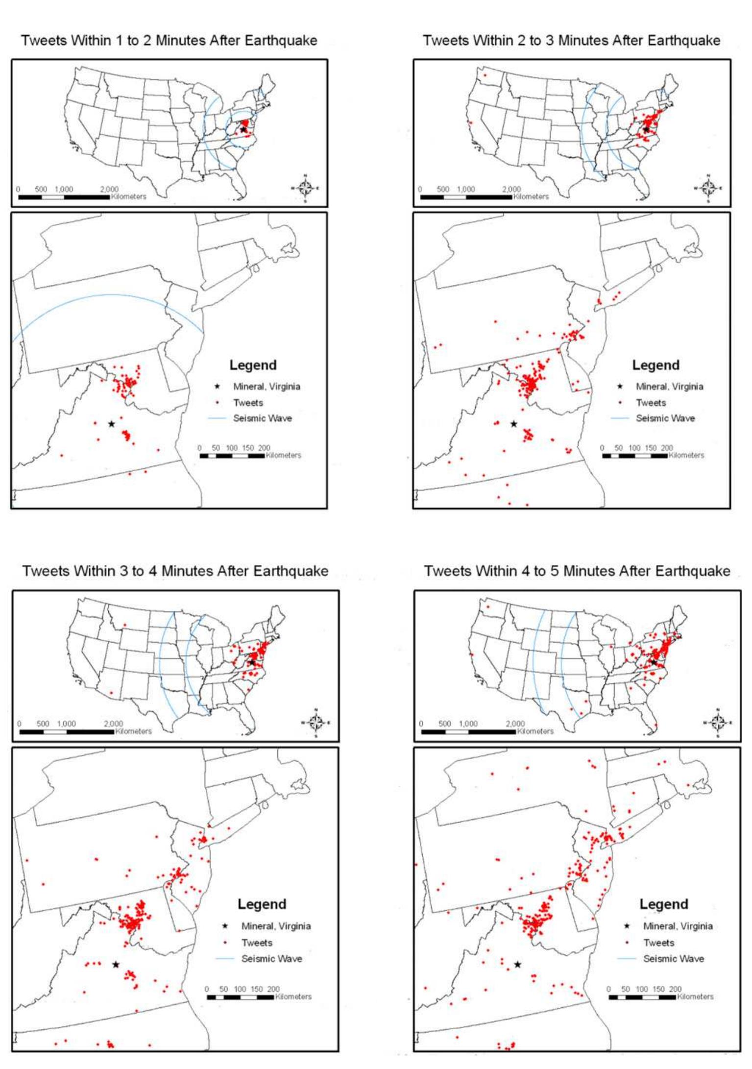 Mapping the originating locations of earthquake-reporting
