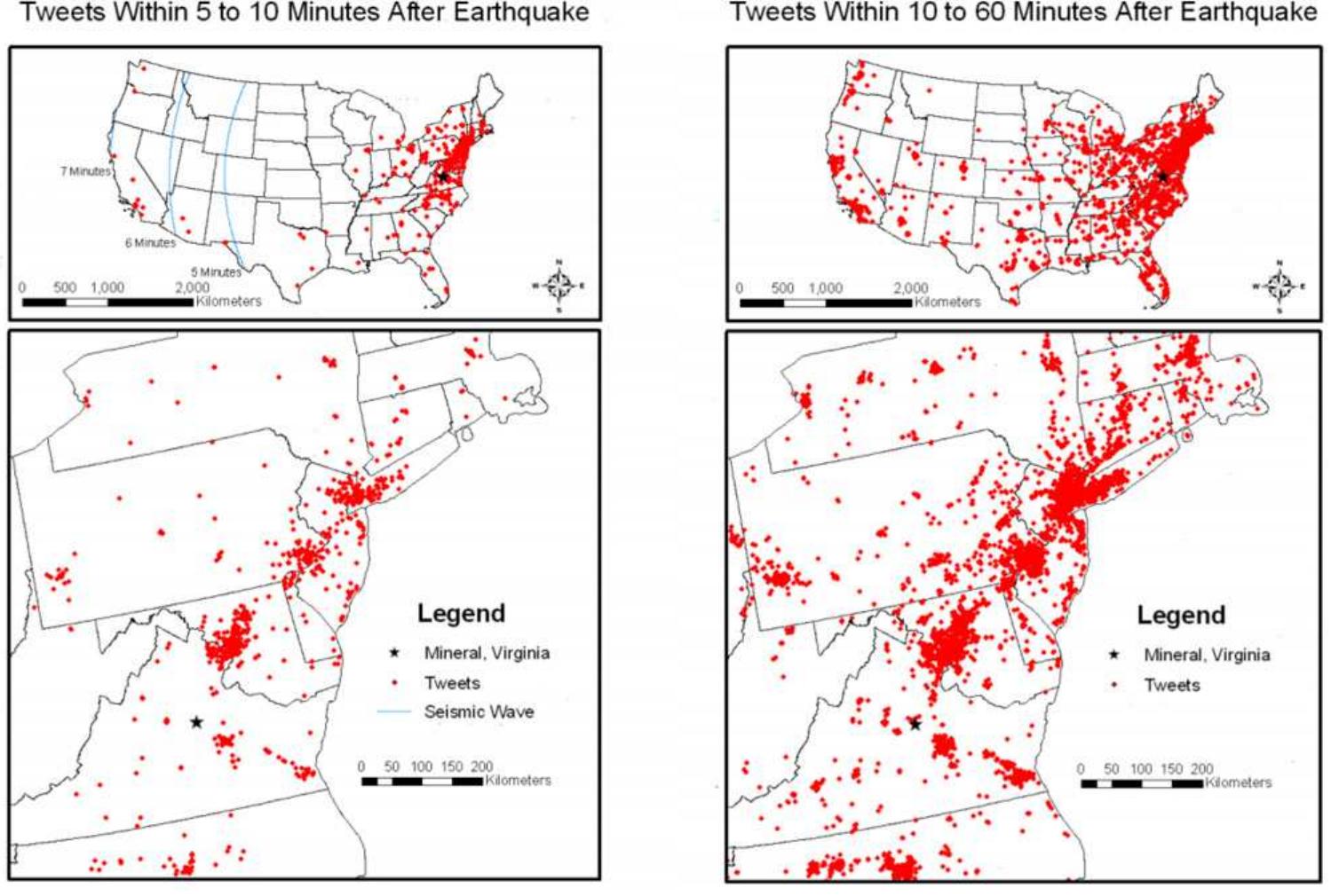 Mapping the originating locations of earthquake-reporting
