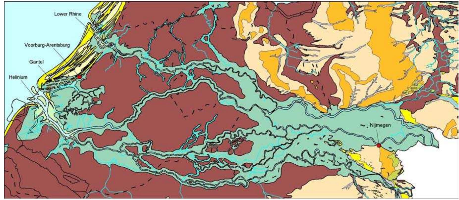 Palaeogeographical map of the coastal river delta in the