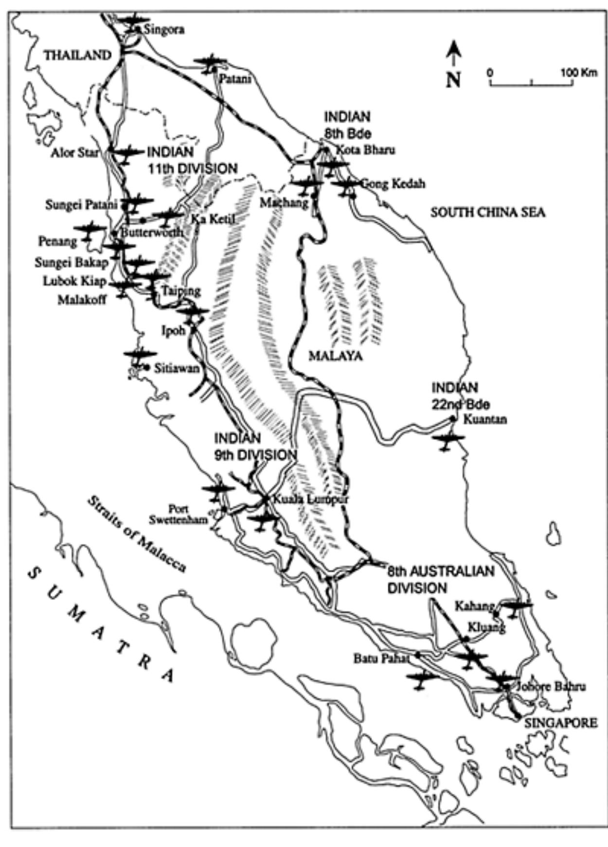 Map 3.2 malayan airfields in 1941.