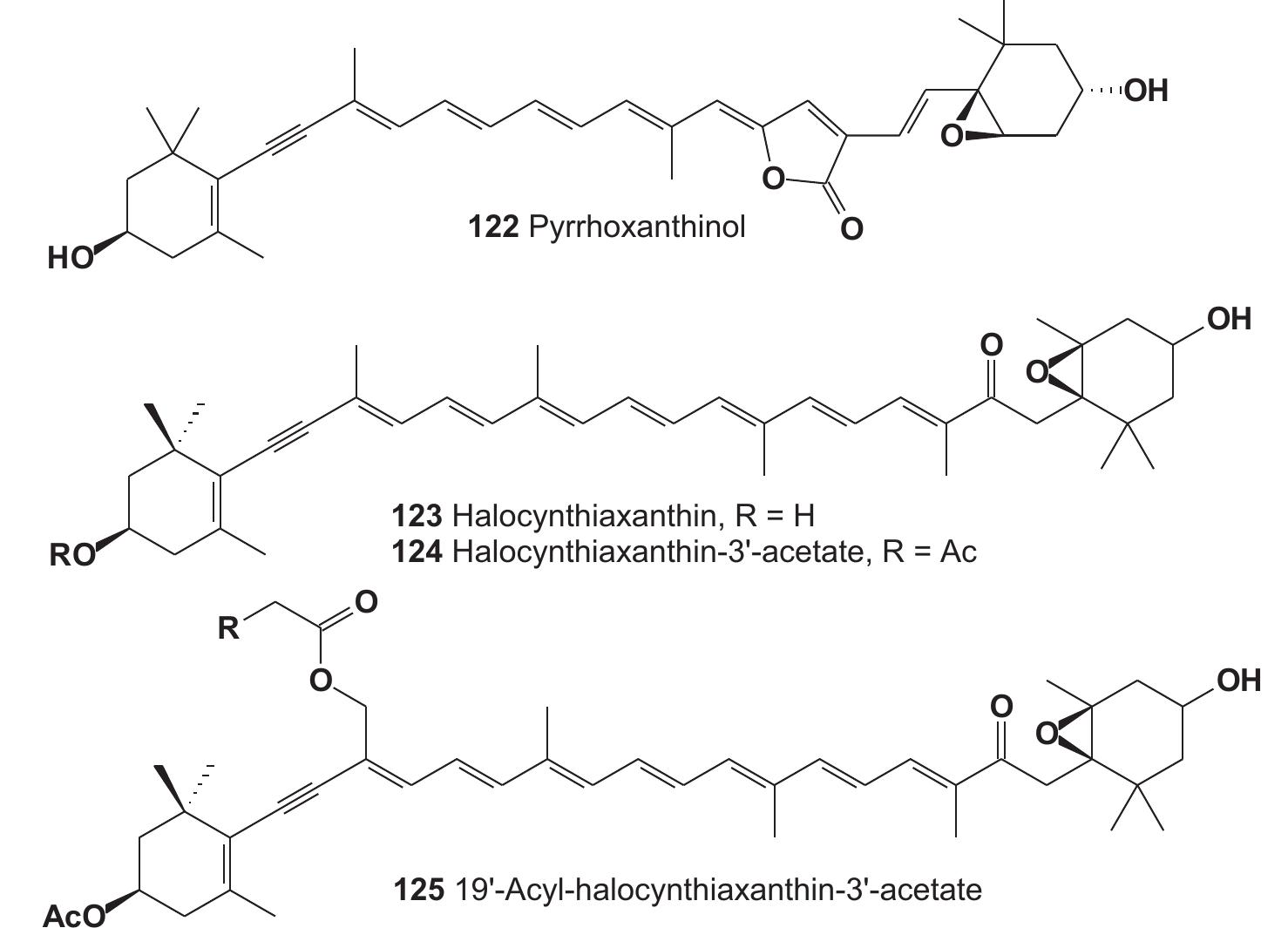 Acetylenic carotenoids isolated from dinoflagellates and