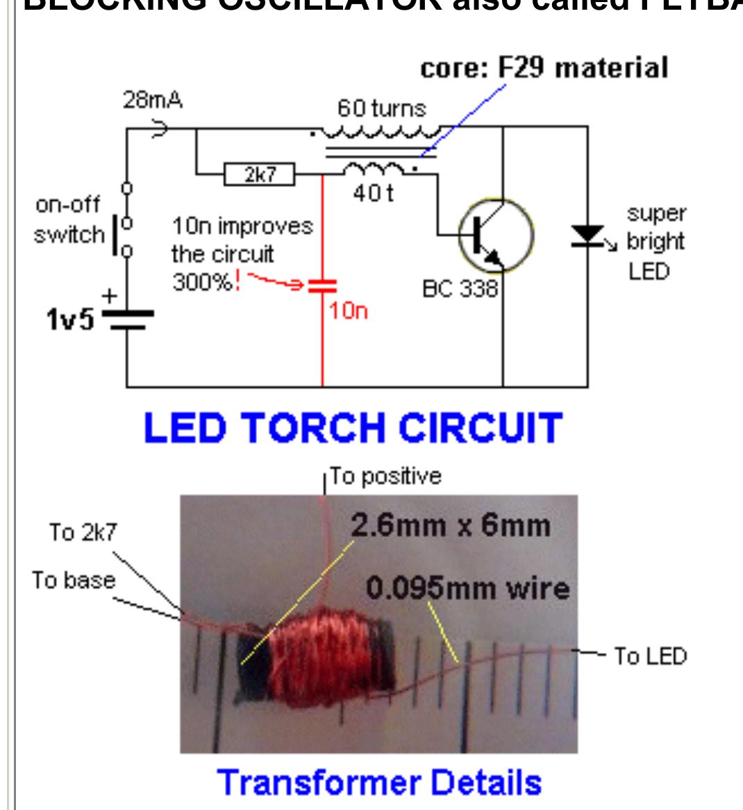 The circuit produces high voltage pulses (spikes) of about