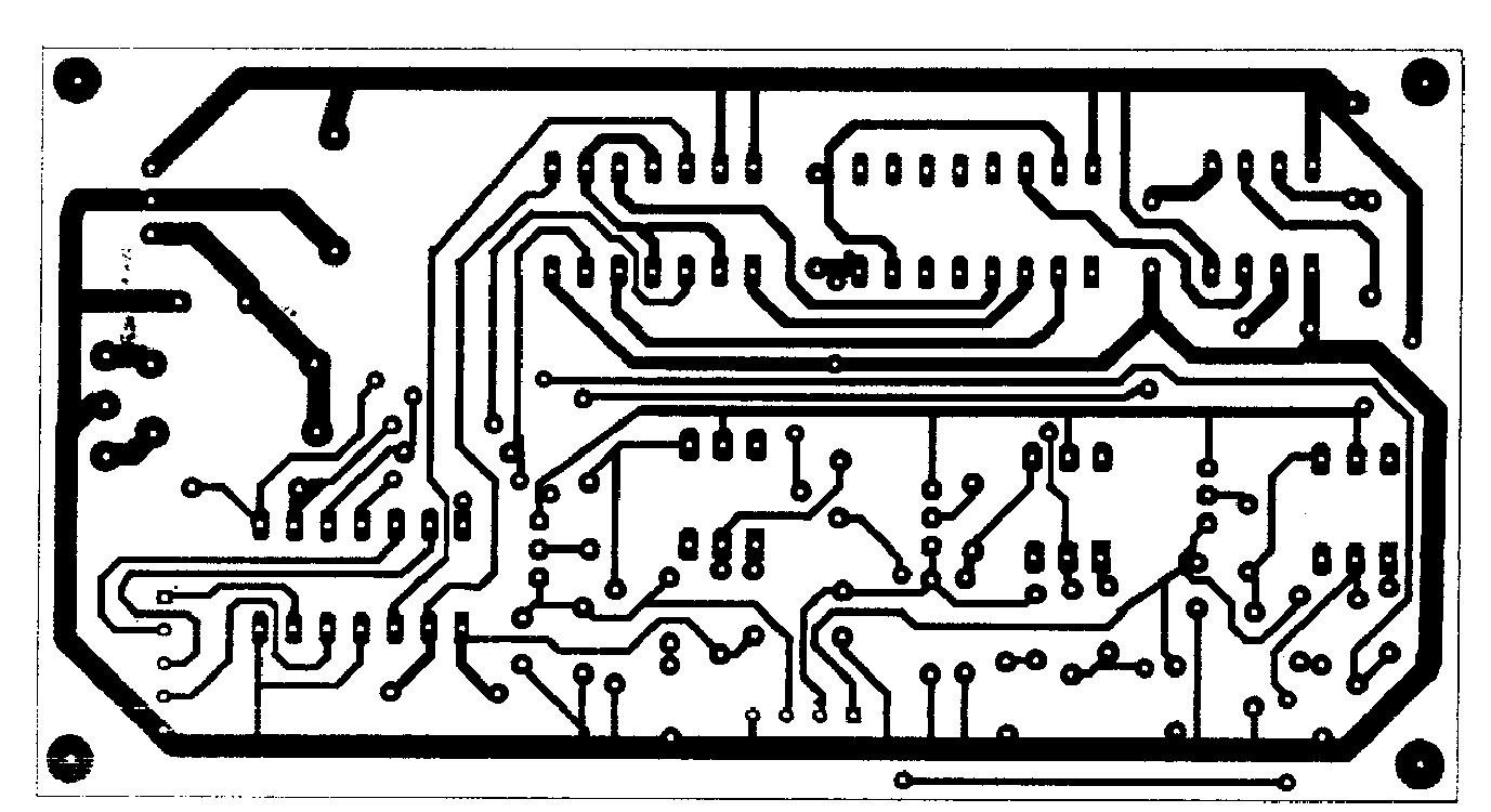Actual-size, single-sided pcb layout for the circuit in fig.