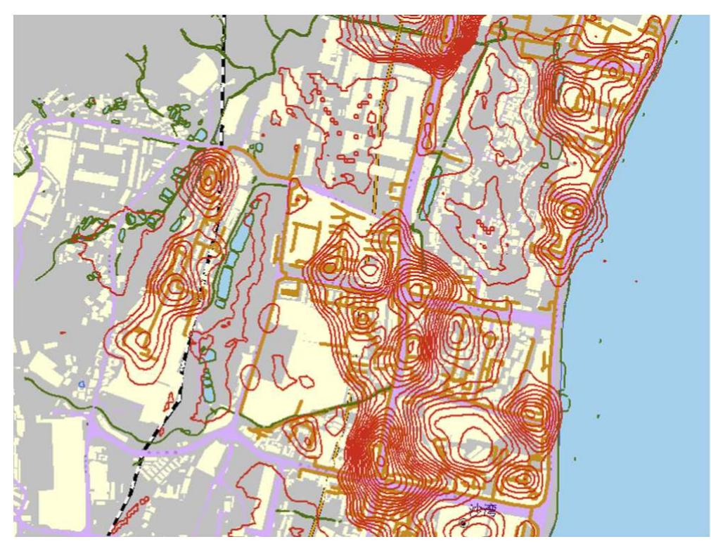 Risk contour line map. fig. 8. construct grid of natural gas