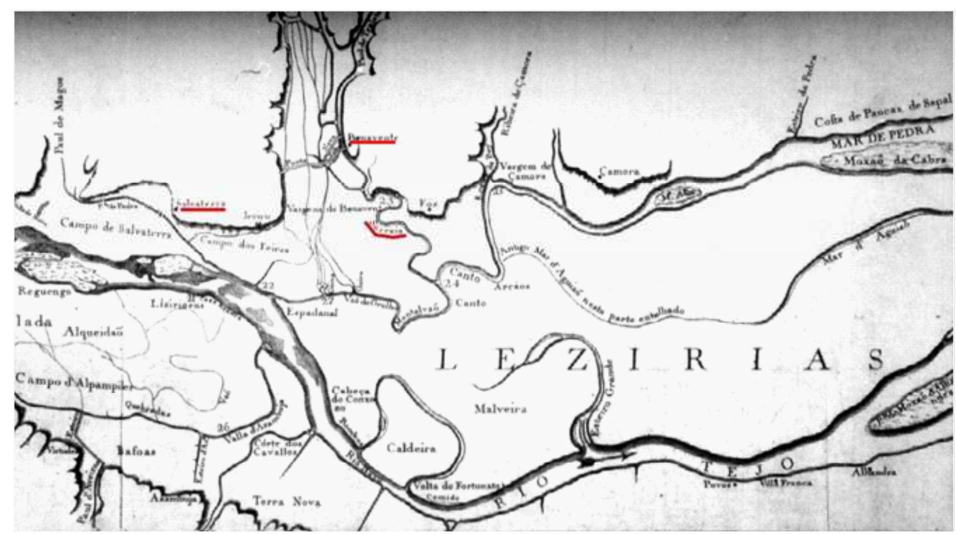 | detailed map of the tejo river, reformulated by cabral