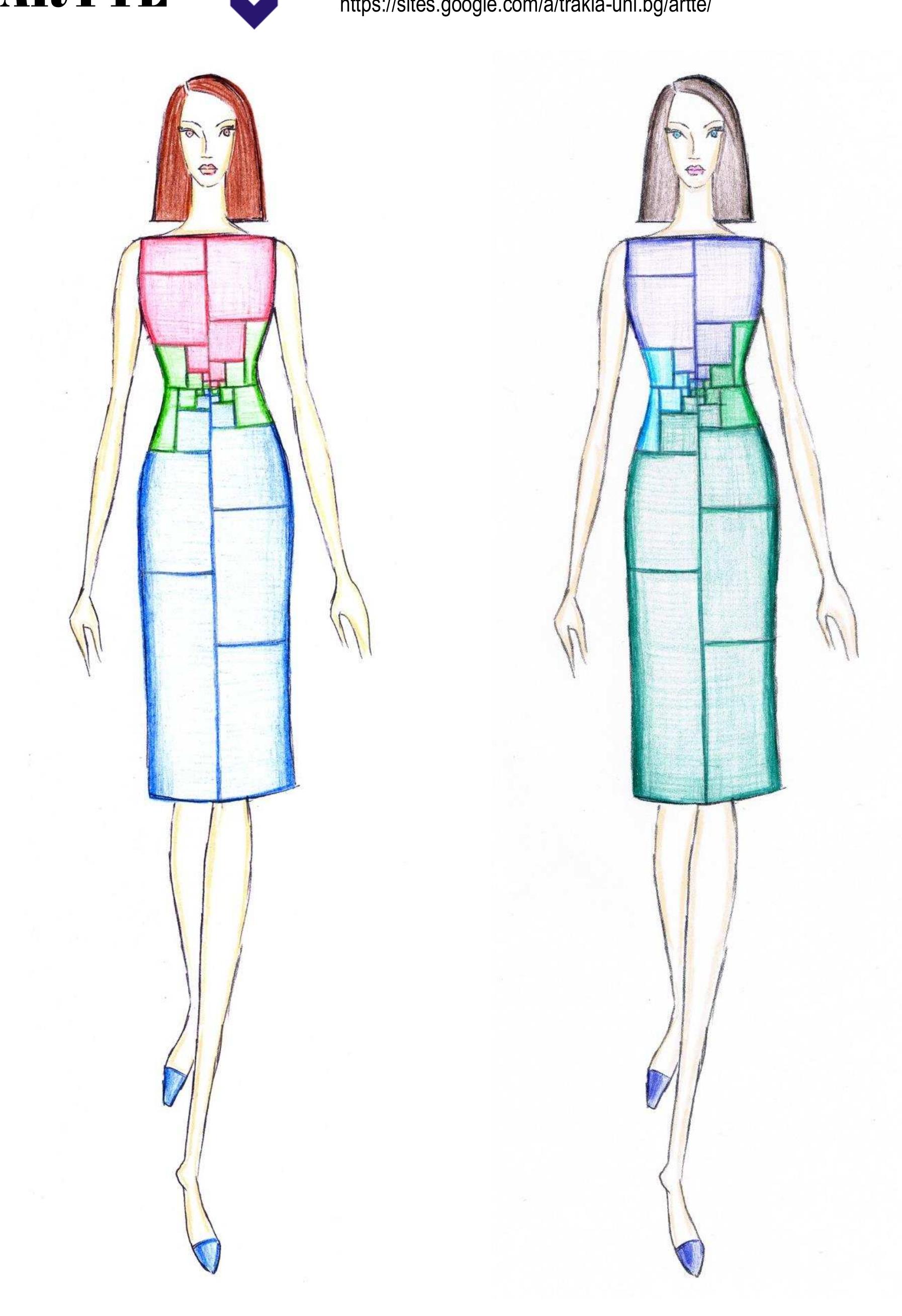 S 10 and 11. design of ladies’ dresses using a "quad-spiral"
