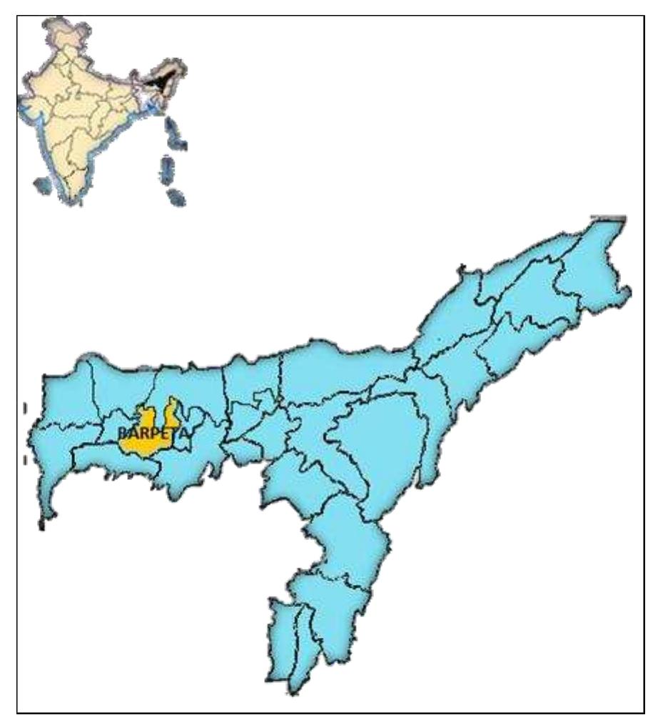 Schematic map of the district baksa districts in the east,