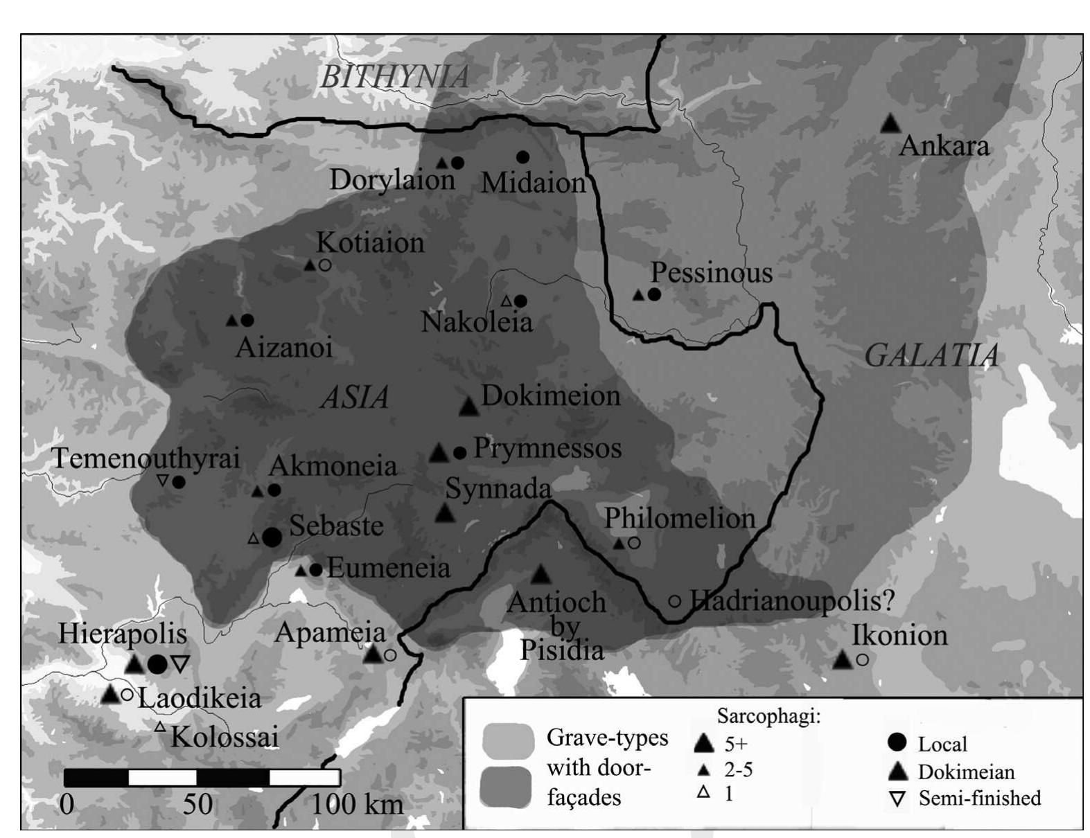 Map 3. distribution of sarcophagi and grave types with a