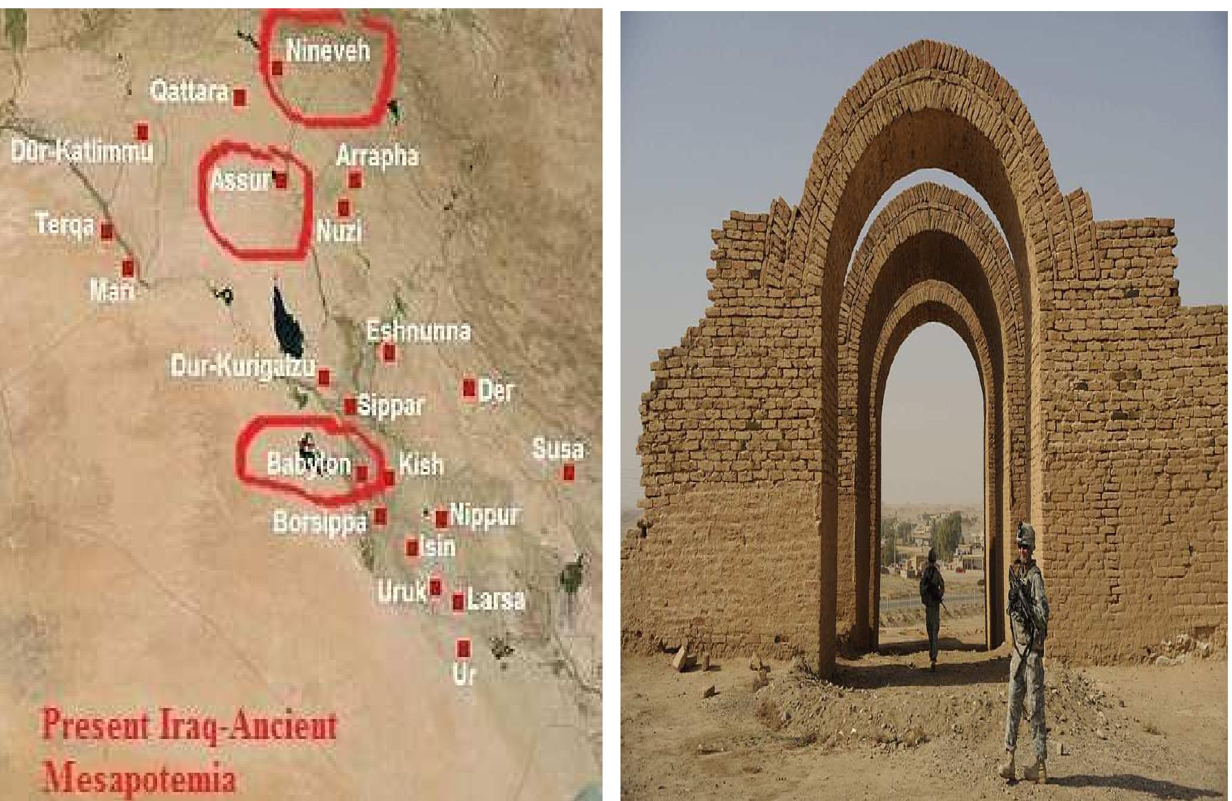 Map of ancient mesopotamia and seats of assyrian empire and