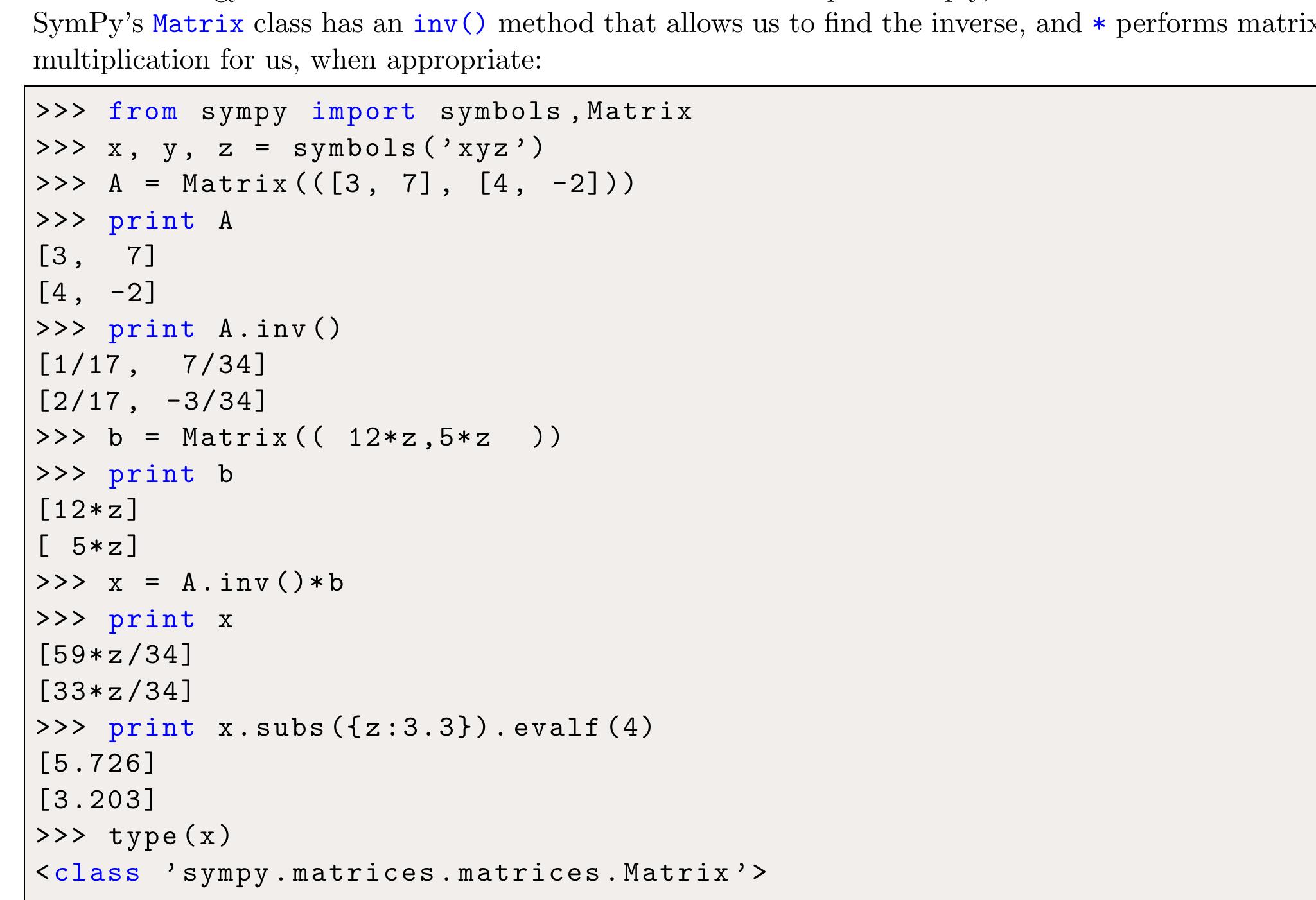 And as before we construct this as a sympy matrix object,