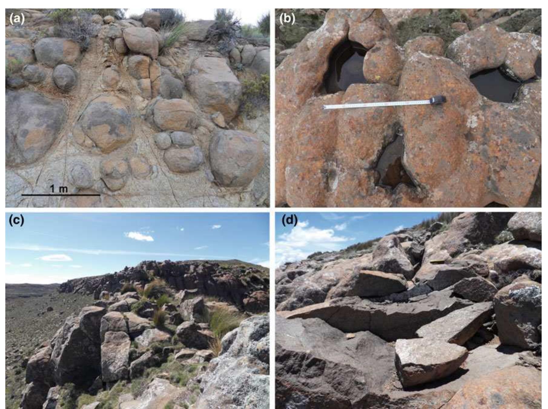 Basalt bedrock produced through lightning strikes. handheld