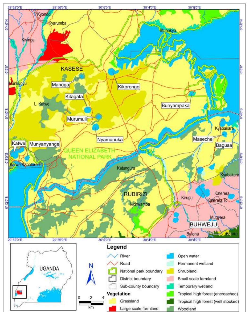; map showing the selected alkaline saline crater lakes of