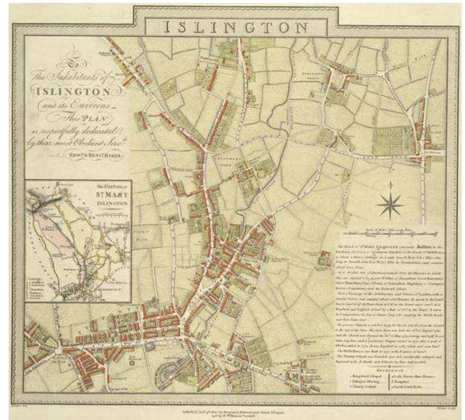 1805 map of islington; source: baker, e (1805).