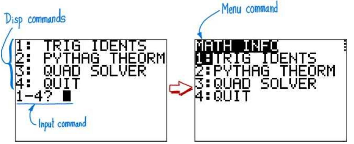 Observe that the menu-based menu at the right side of figure