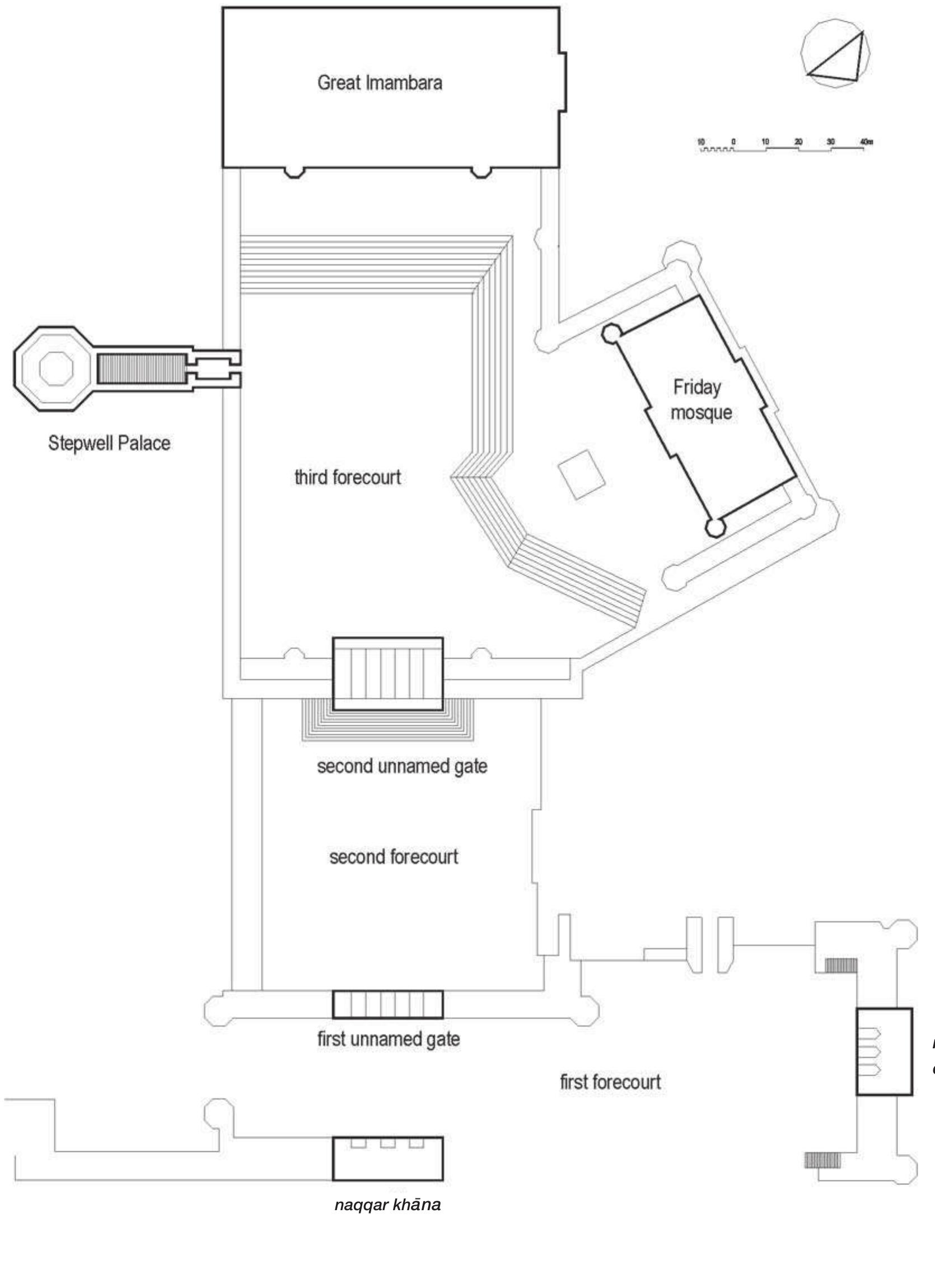 Plan of the great imambara complex. (drawing: hussein
