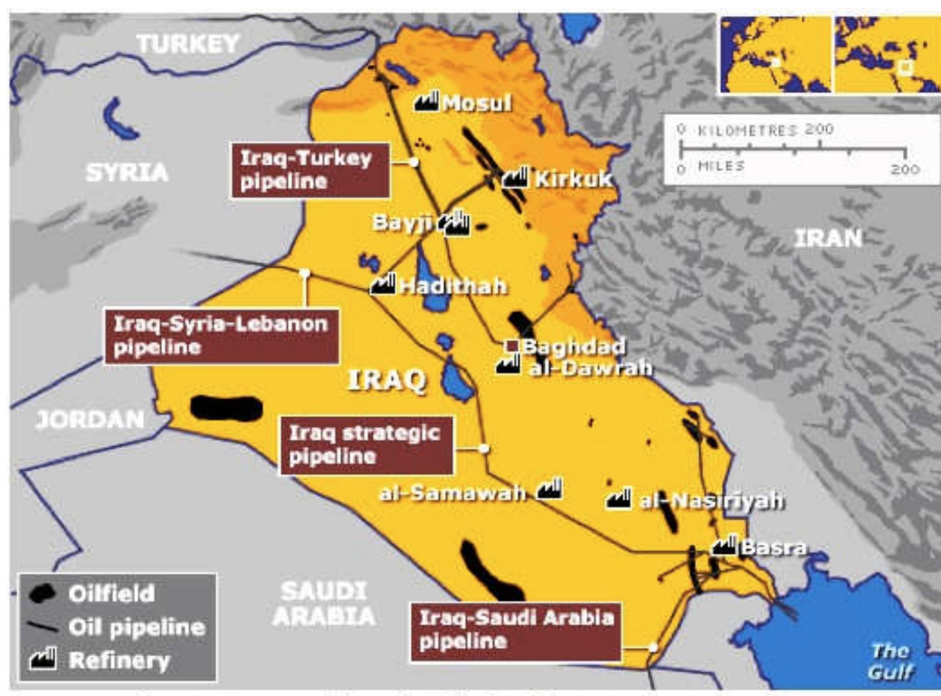 Map of iraq’s oil pipeline. source: bbc 2003.