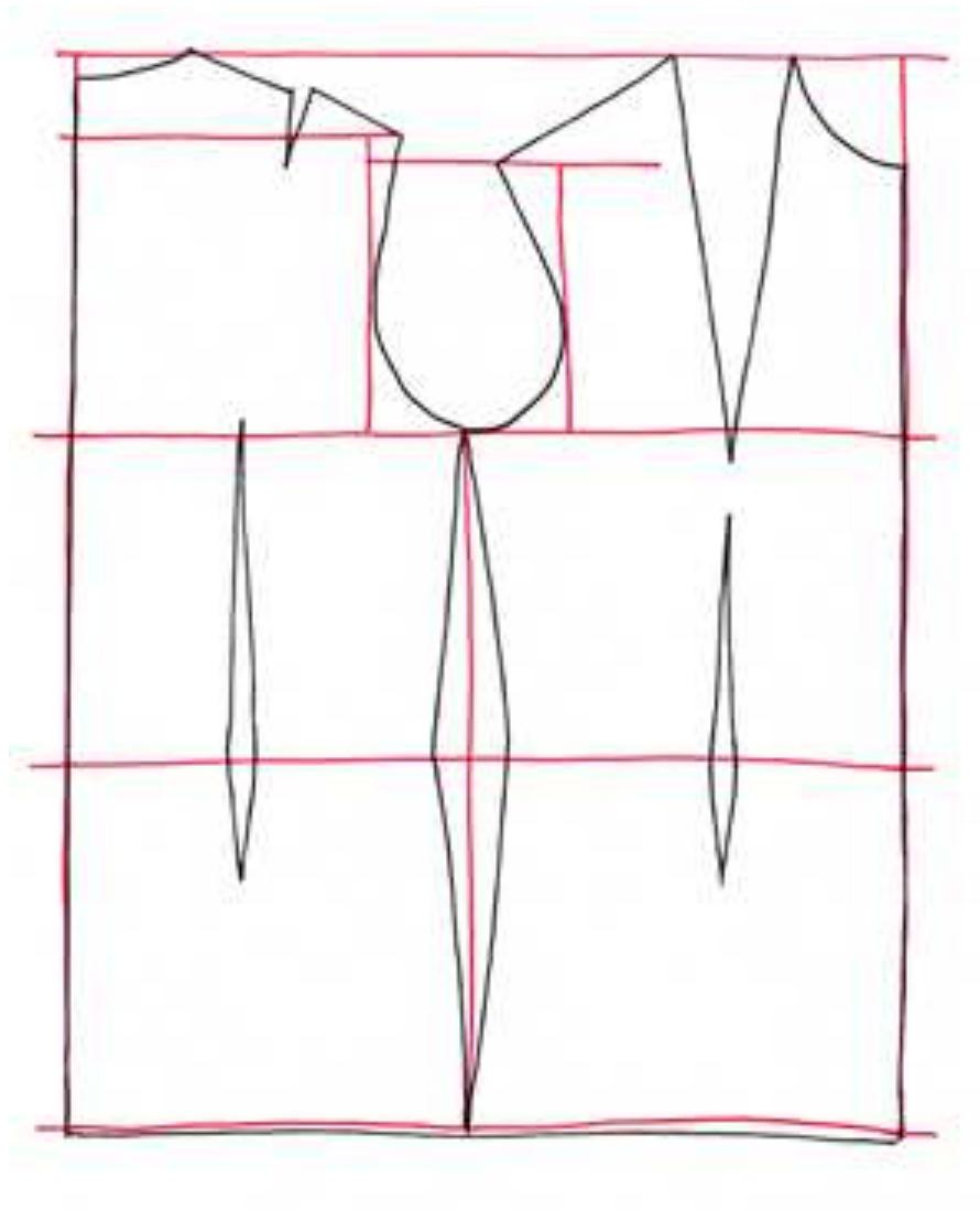 The tailoring matrix with a basic block pattern for female