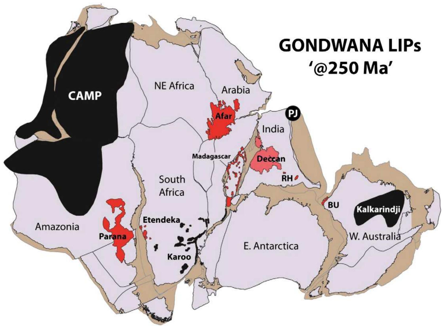 The distribution of large igneous provinces (lips) in the
