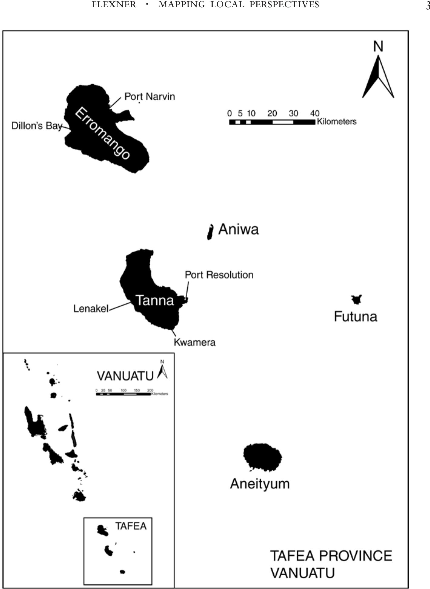 Map of tafea province, vanuatu, showing the main settlements