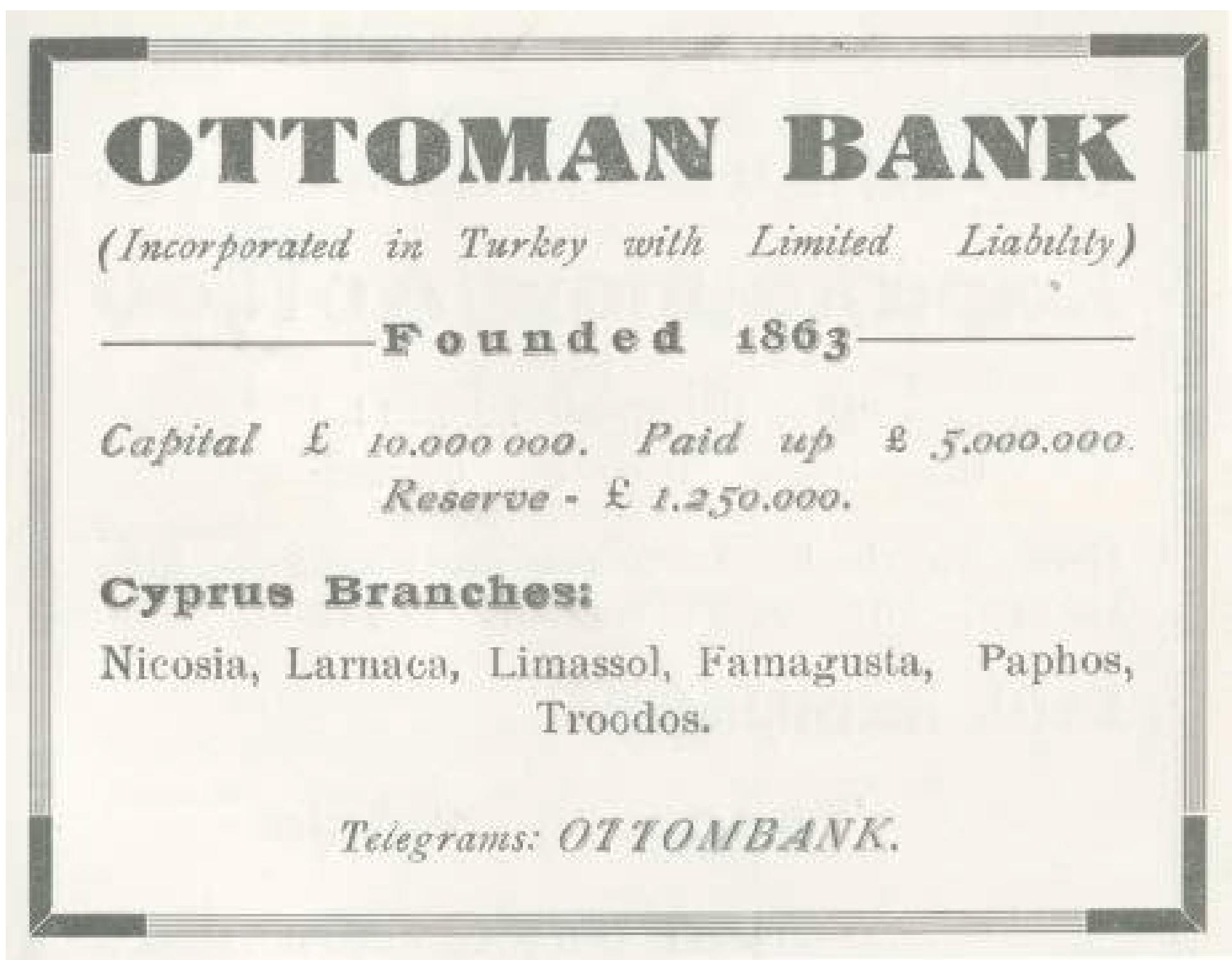 Image 7: announcement of the ottoman bank from the cyprus
