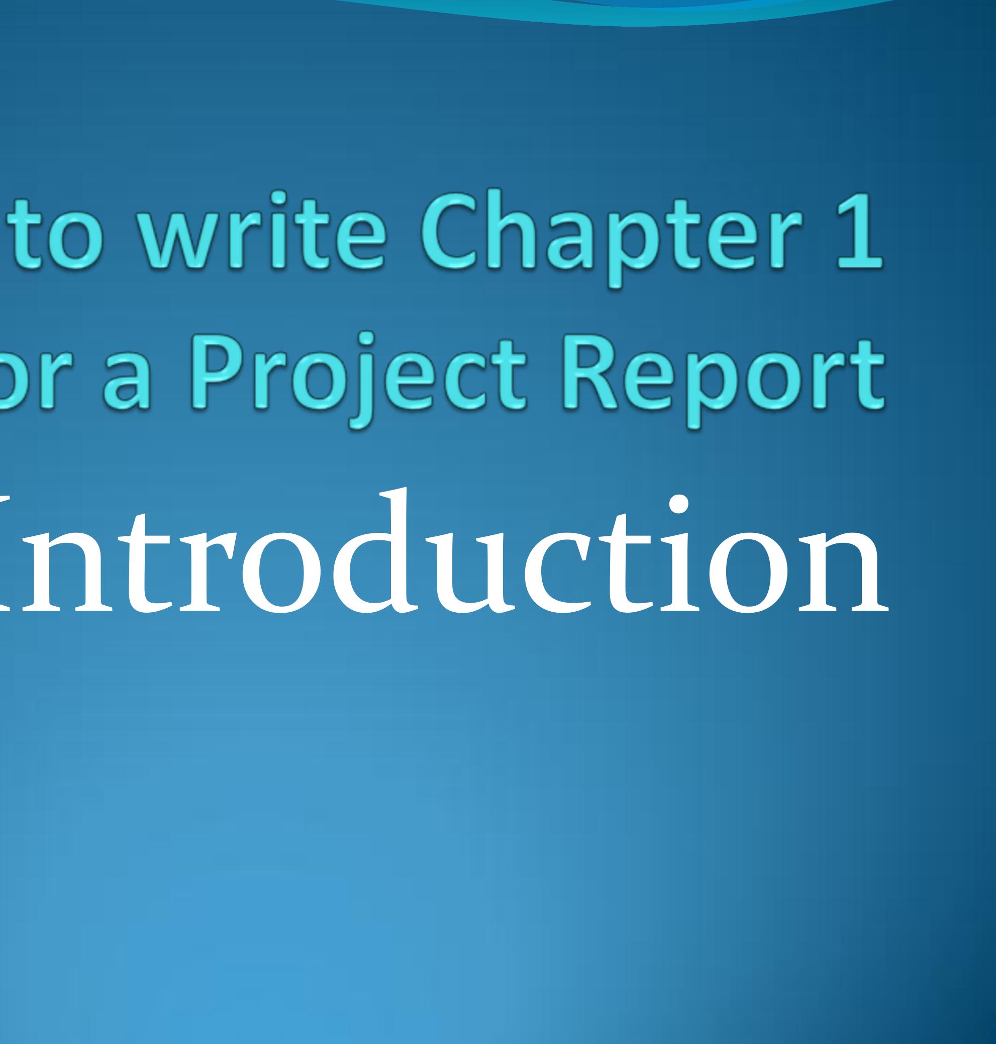 (PDF) How to write Chapter 1: Introduction