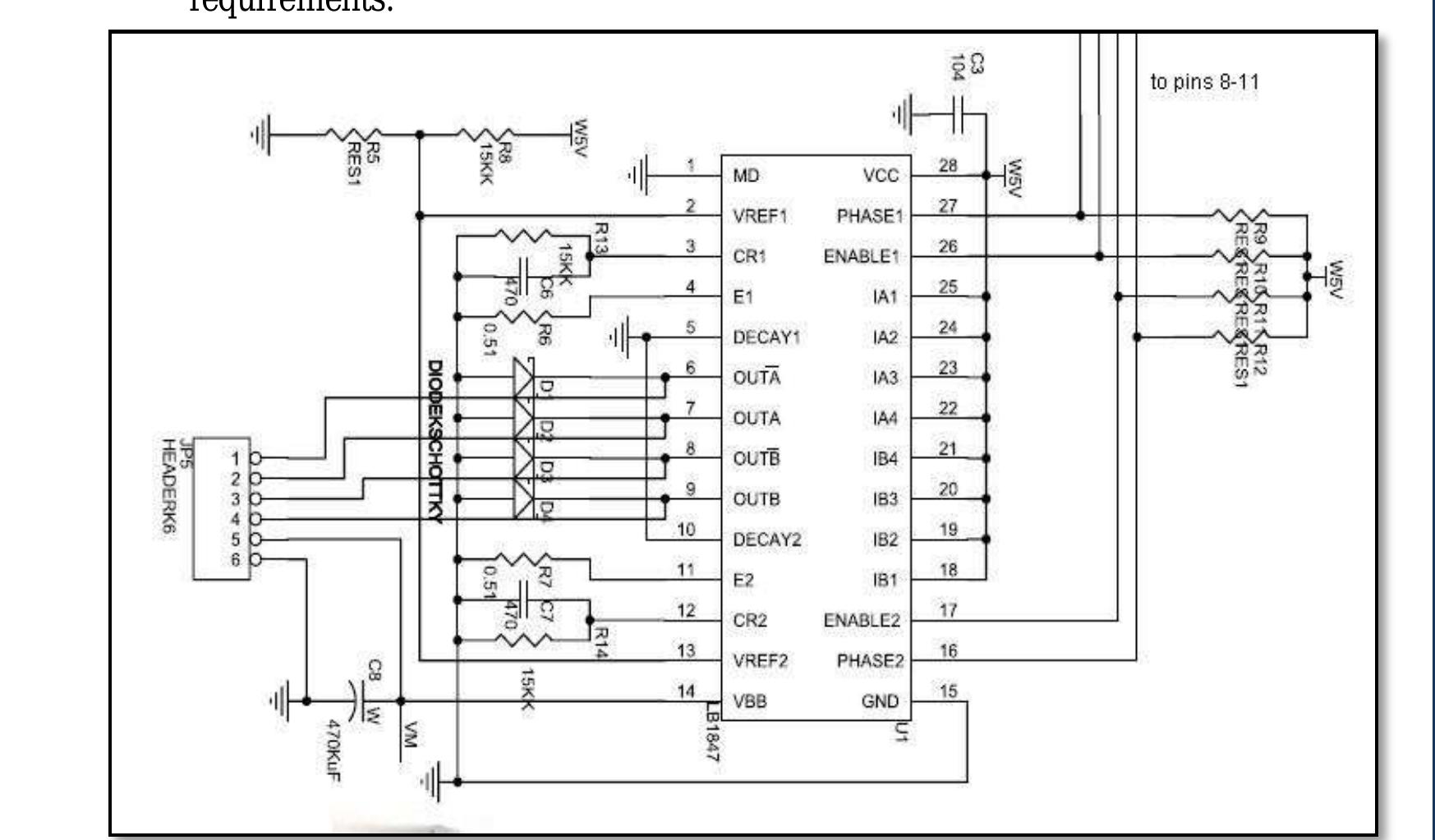 A: schematic diagram of motor driver ic with output pin