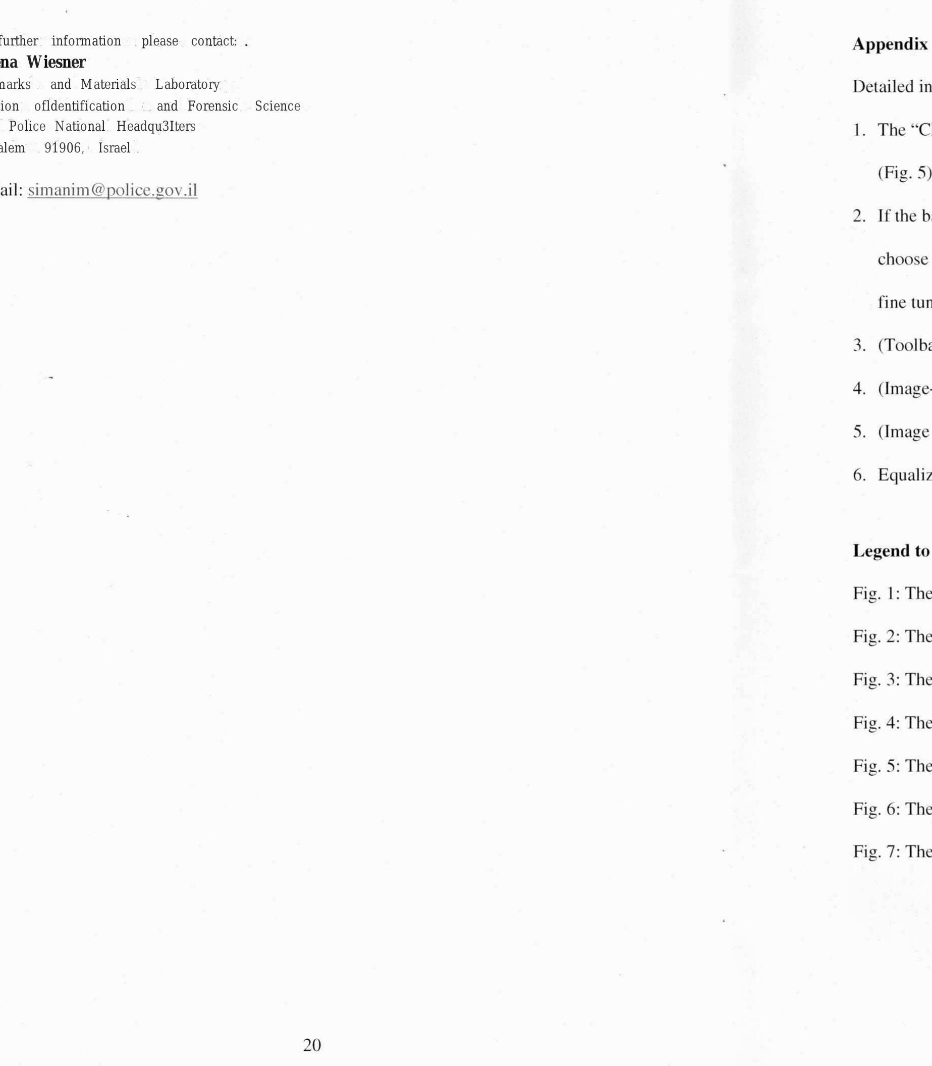 Table 1 - Enhancing shoeprints on a noisy background using