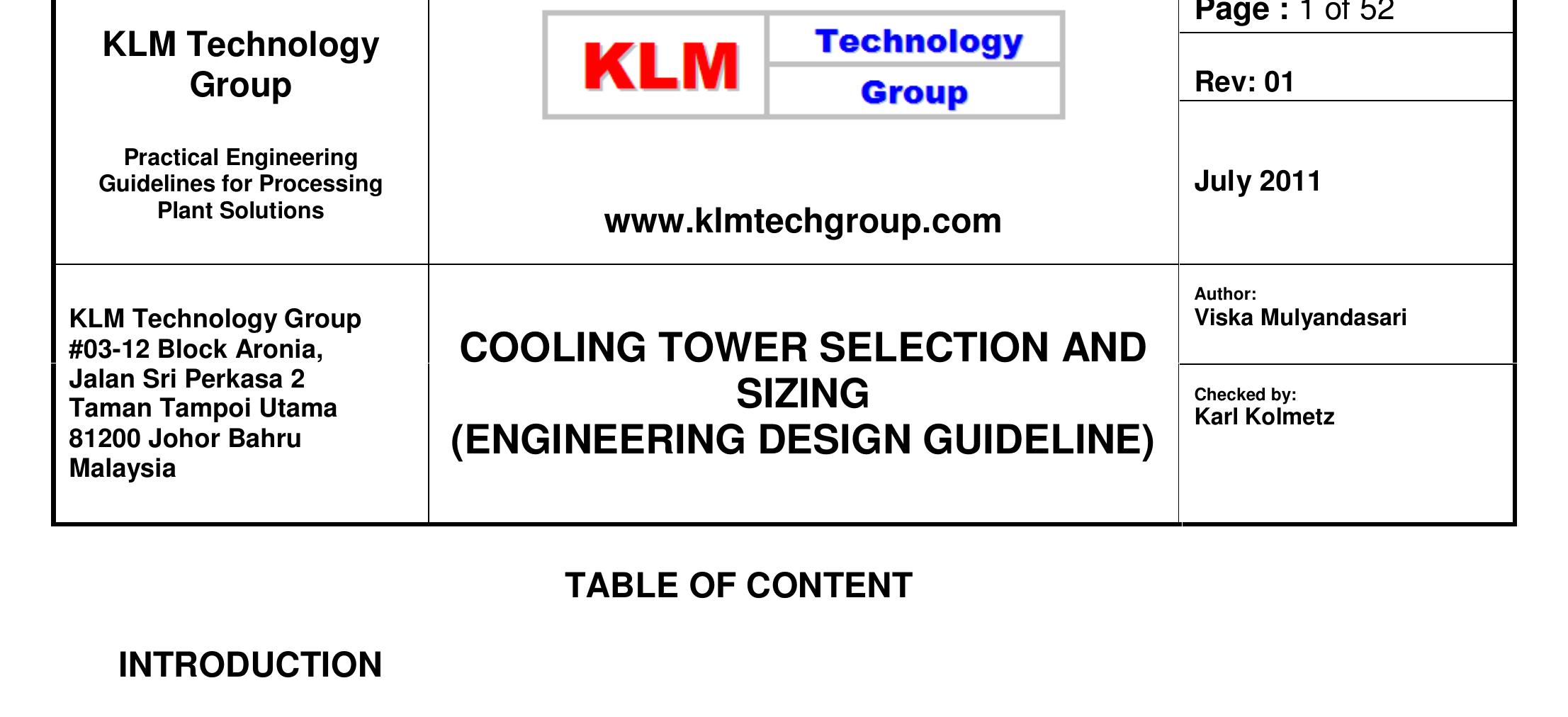 General design consideration cooling tower design