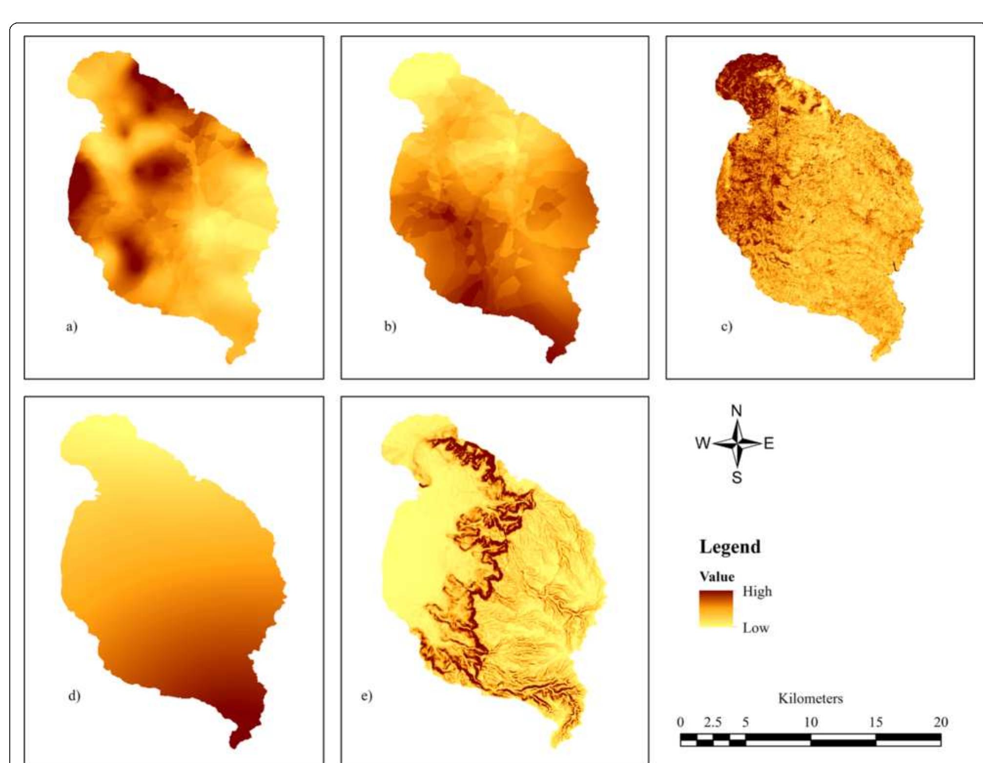 Rusle’s factor maps of erosion control practices (a), soil